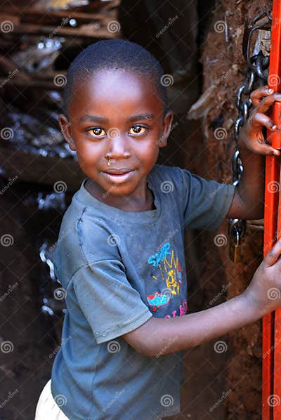 Boy in Kibera editorial stock photo. Image of door, housing - 9586123
