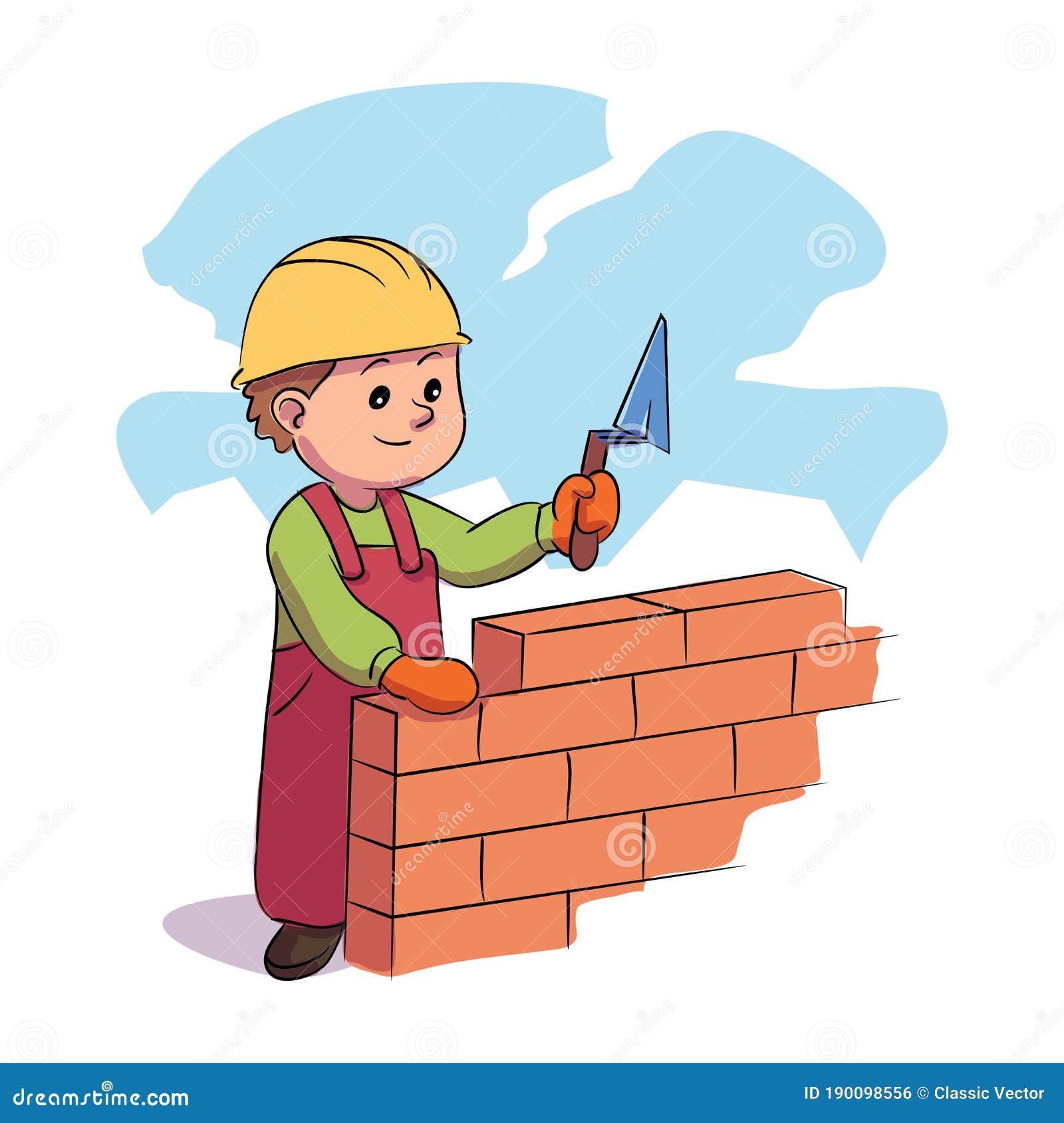 Builder Brickwork Construction And Repair Cartoon Vector ...