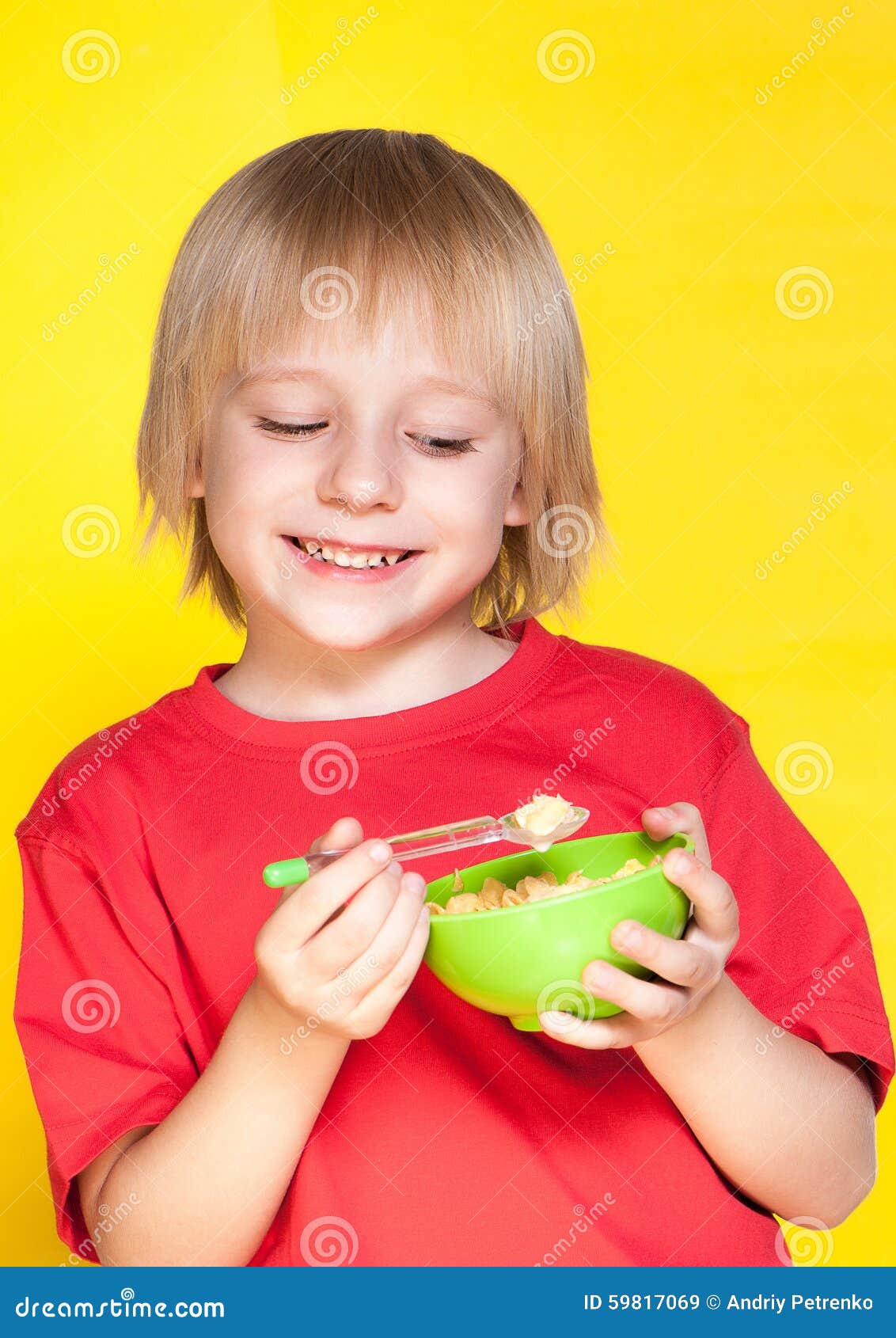 Boy Kid Child Eating Corn Flakes Cereal Stock Image - Image of indoors ...
