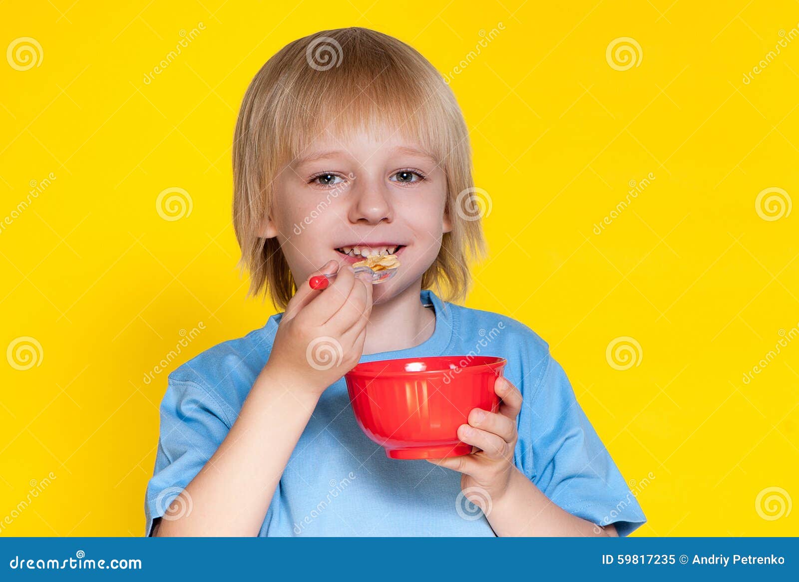 Boy Kid Child Eating Corn Flakes Cereal Stock Image - Image of muesli ...