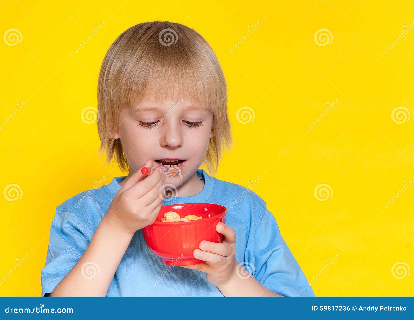 Boy Kid Child Eating Corn Flakes Cereal Stock Photo - Image of corn ...