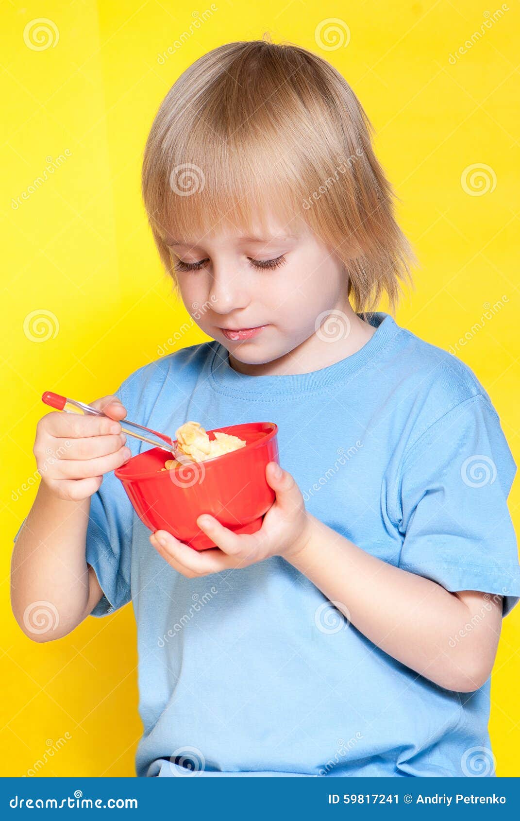 Boy Kid Child Eating Corn Flakes Cereal Stock Image - Image of flakes ...