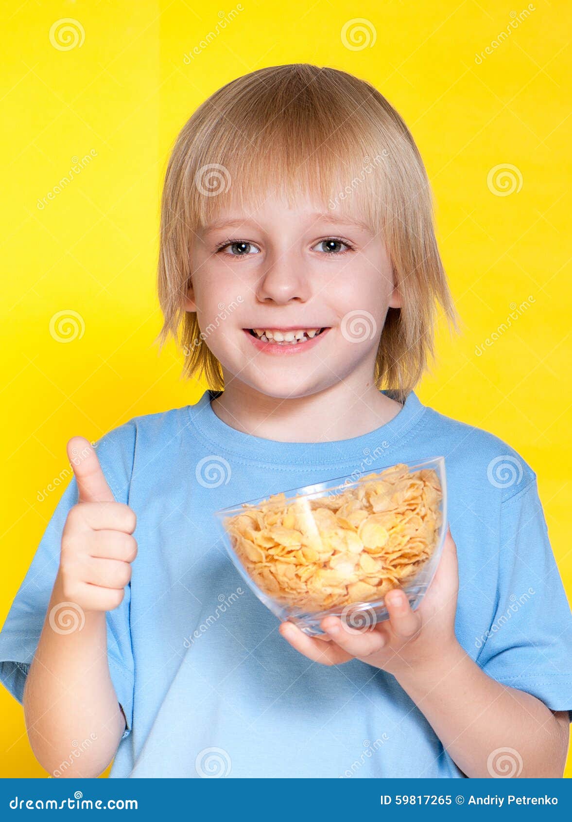 Boy Kid Child Eating Corn Flakes Cereal Stock Image - Image of corn ...