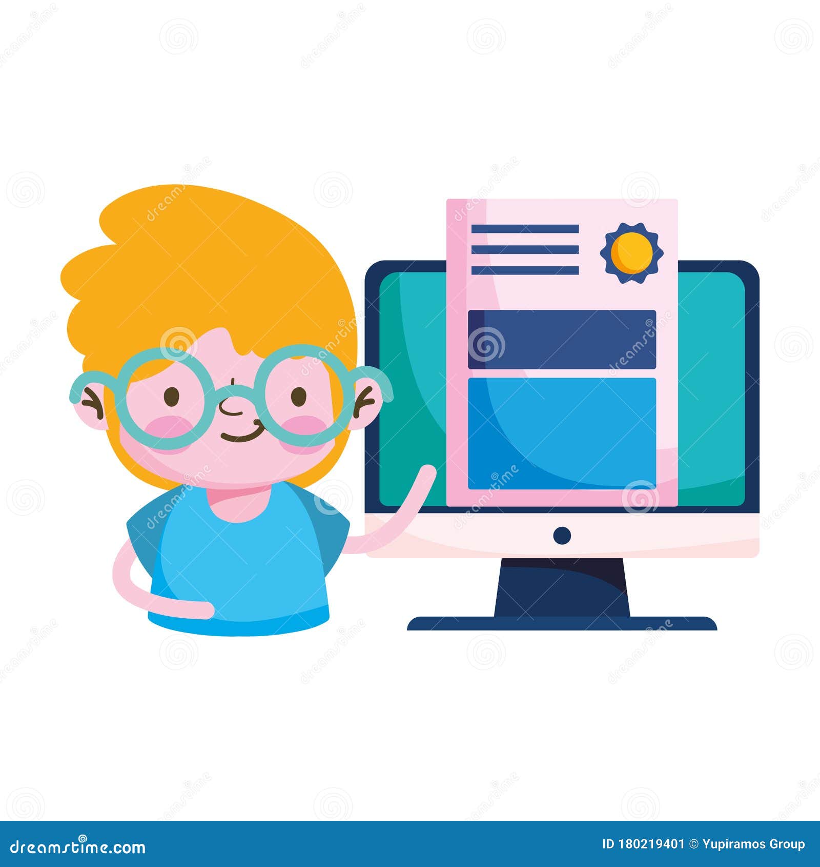 Boy Kid Diplom and Computer Vector Design Stock Vector - Illustration ...