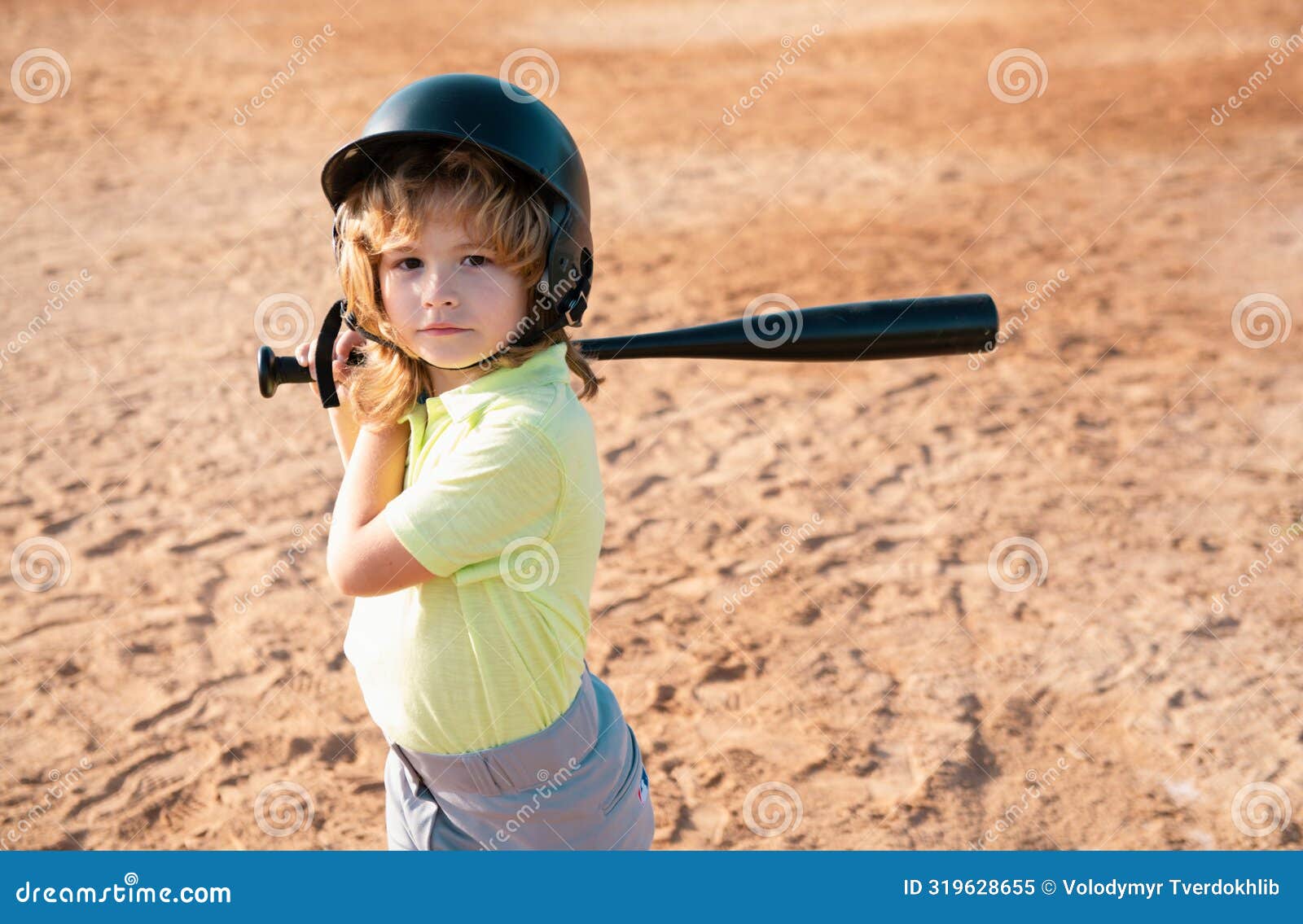 Boy Kid Posing with a Baseball Bat. Portrait of Child Playing Baseball ...