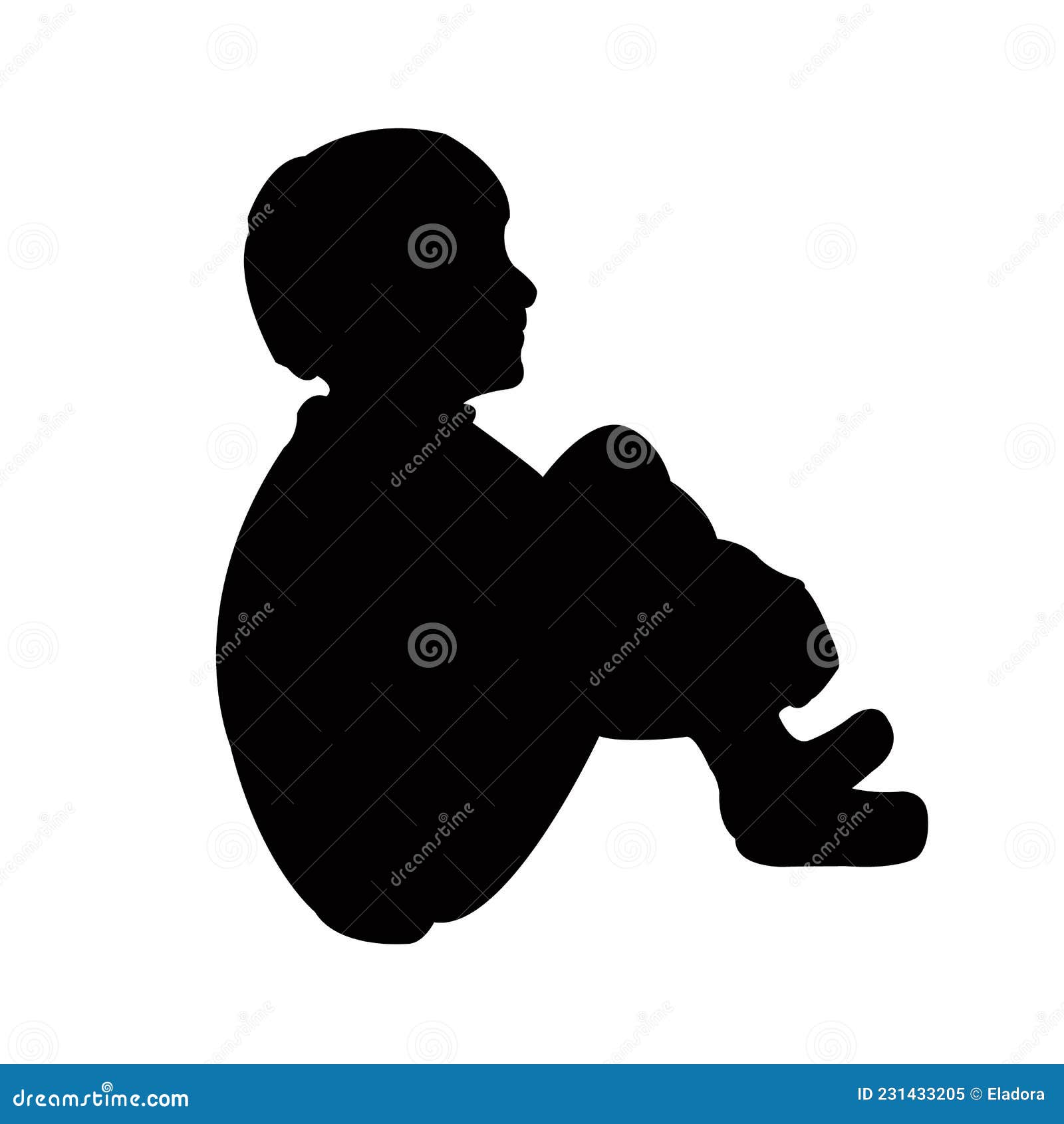 A Boy Kneeling Down, Silhouette Vector Stock Vector - Illustration of ...