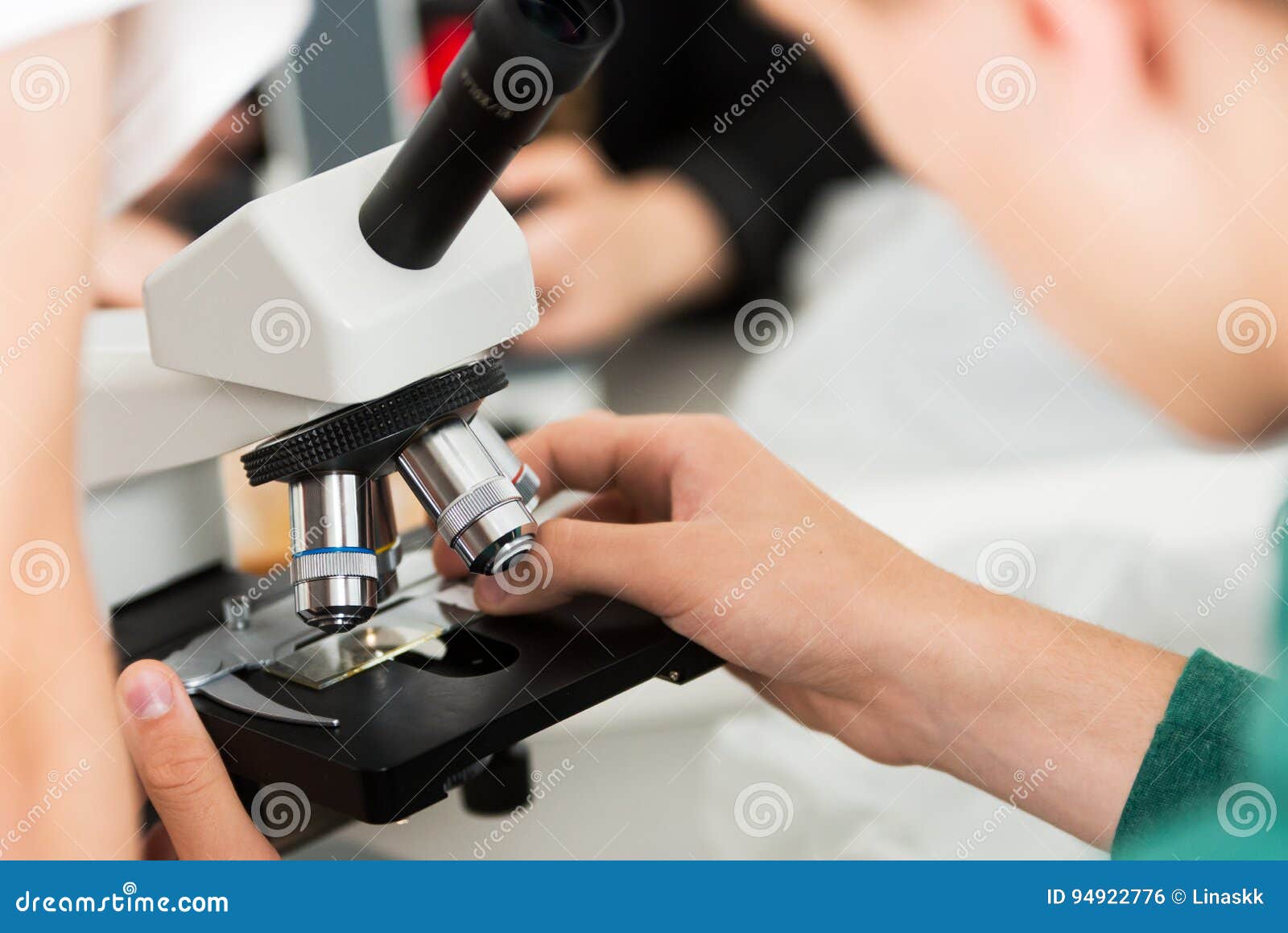 Boy at the Lab Looking through Microscope Stock Photo - Image of ...