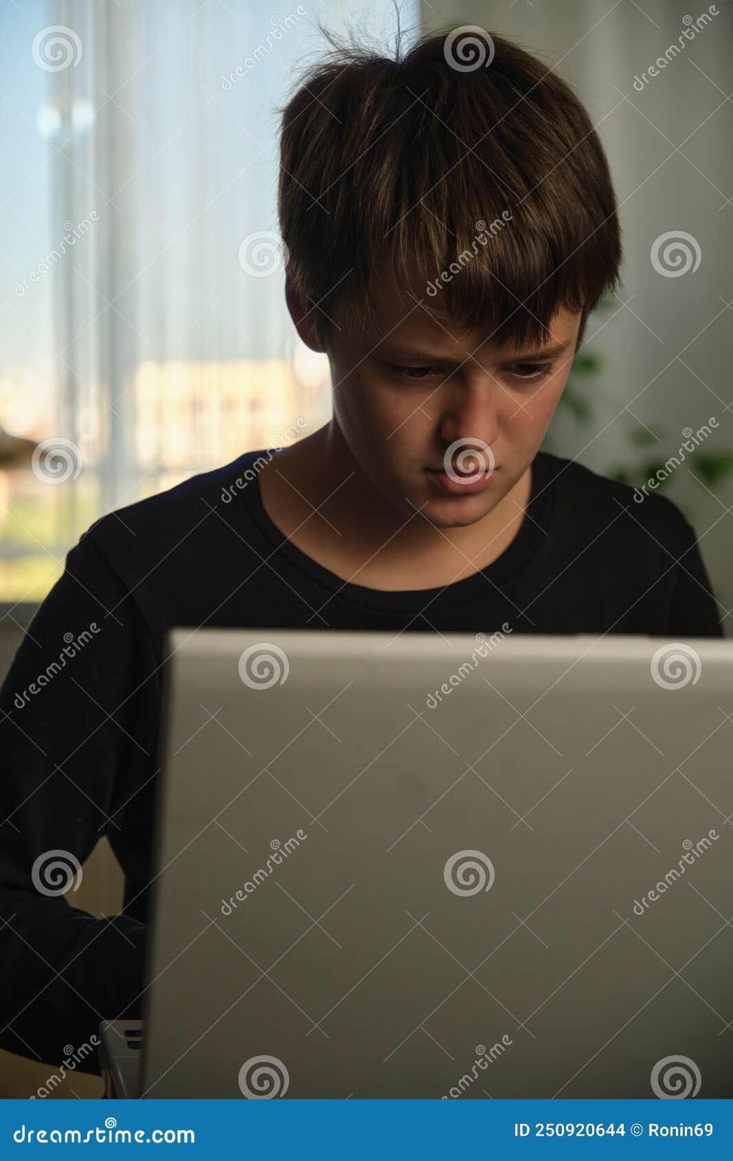 A Boy with a Laptop Computer Stock Photo - Image of student, browsing ...