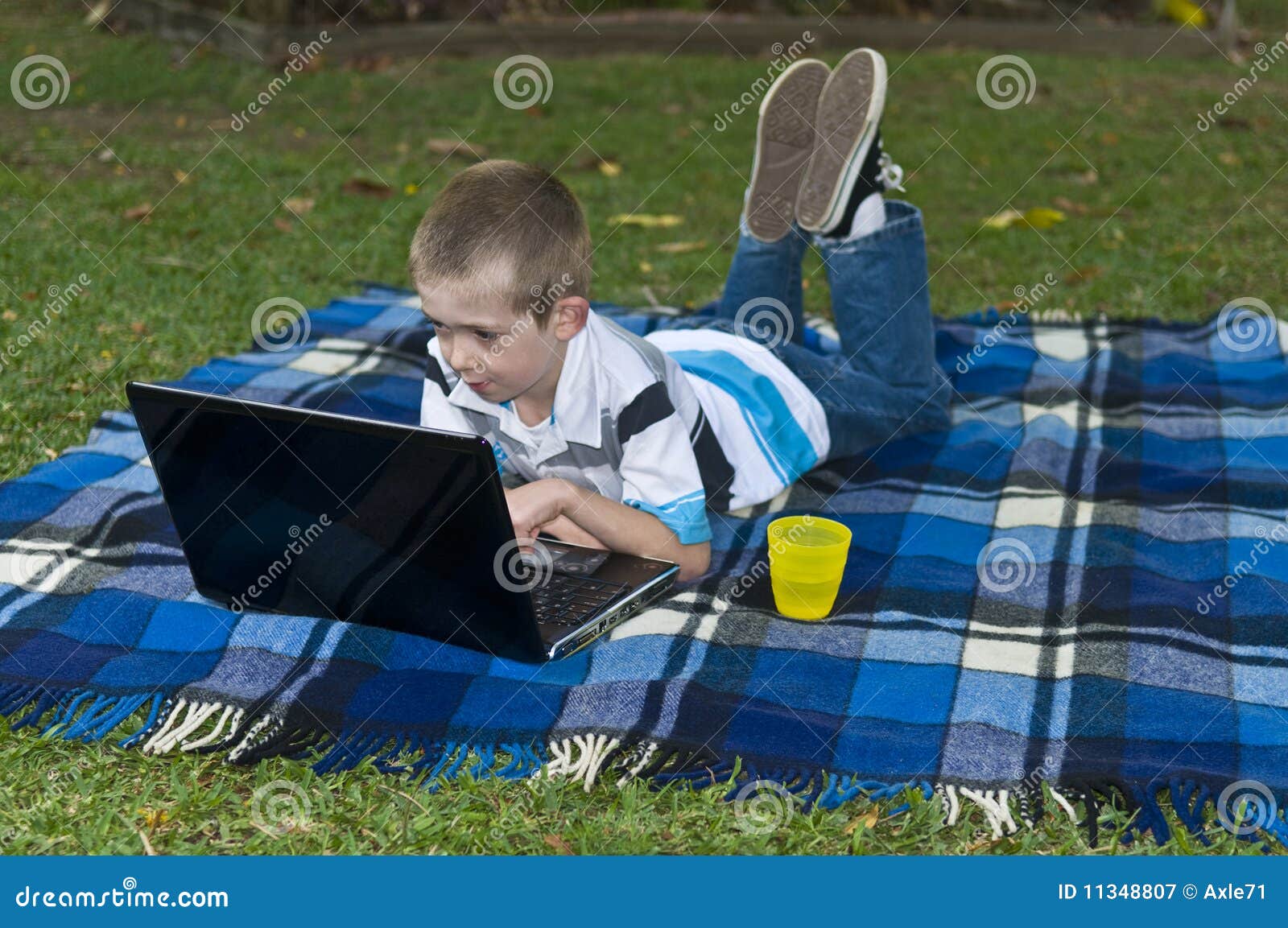 Boy with laptop stock image. Image of flat, relaxation - 11348807