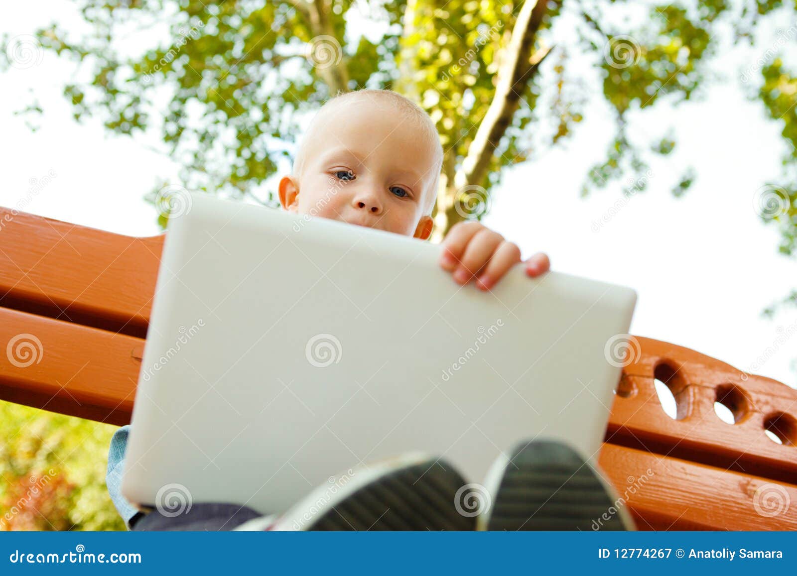 Boy with laptop stock image. Image of happy, network - 12774267