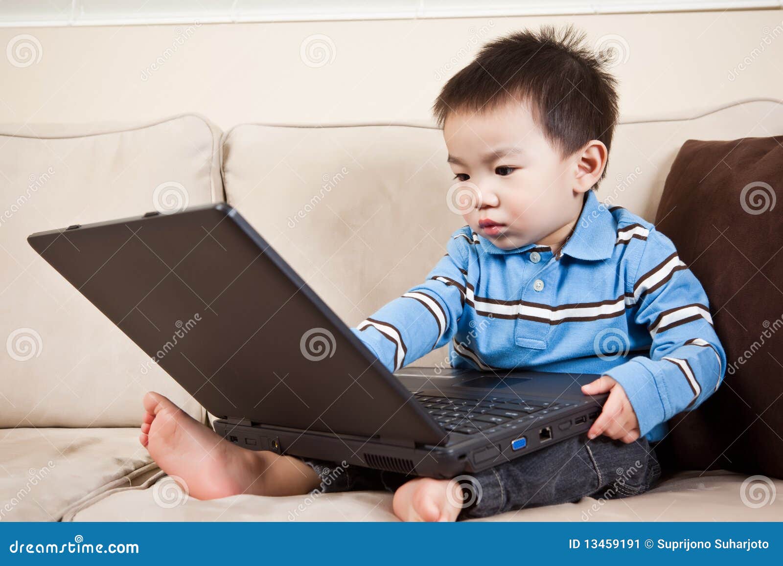 Boy with laptop stock image. Image of computer, house - 13459191