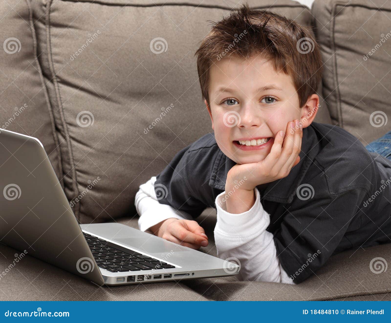 Boy with laptop stock photo. Image of casual, computer - 18484810