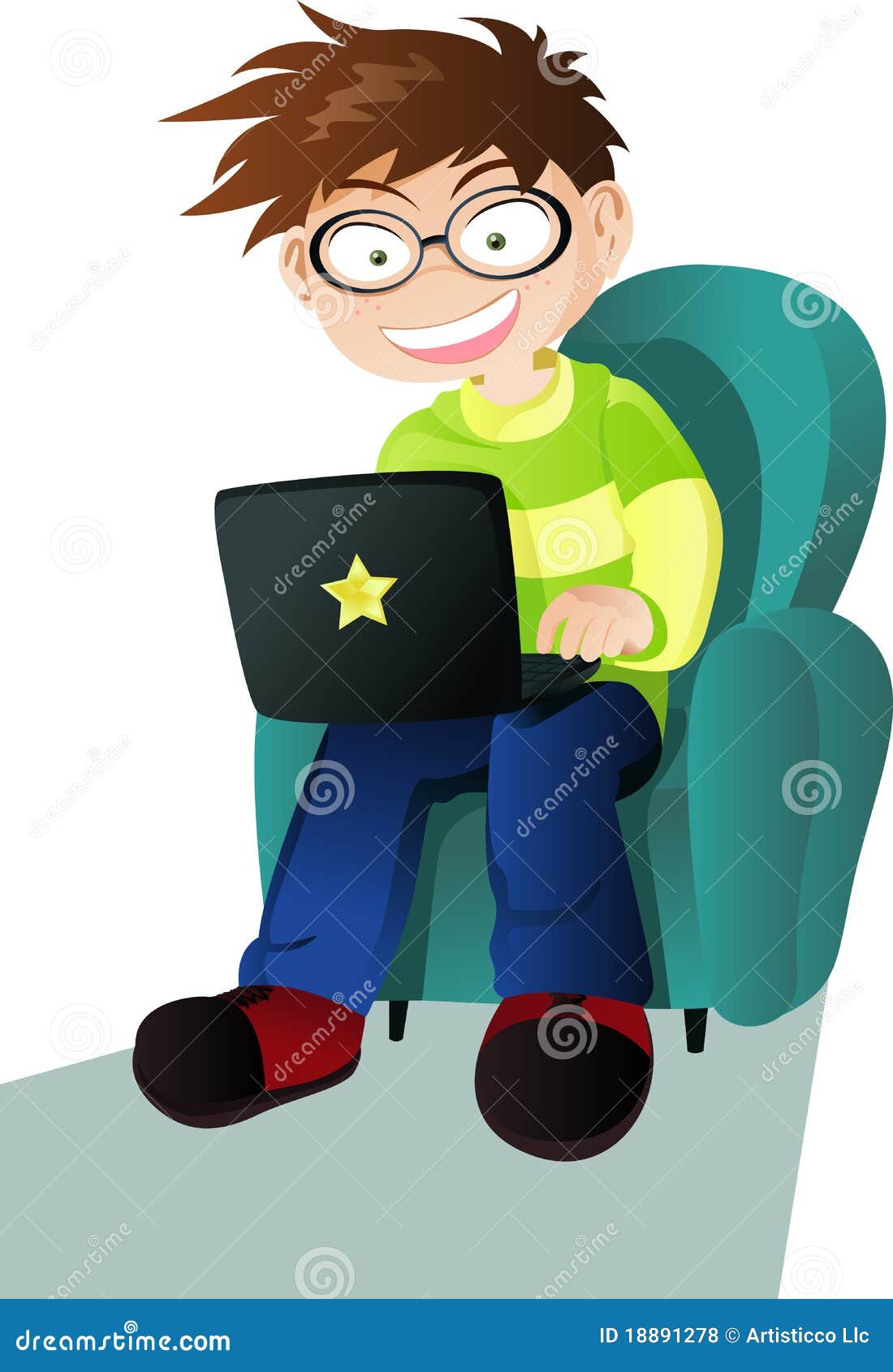 A boy with a laptop stock vector. Illustration of technology - 18891278