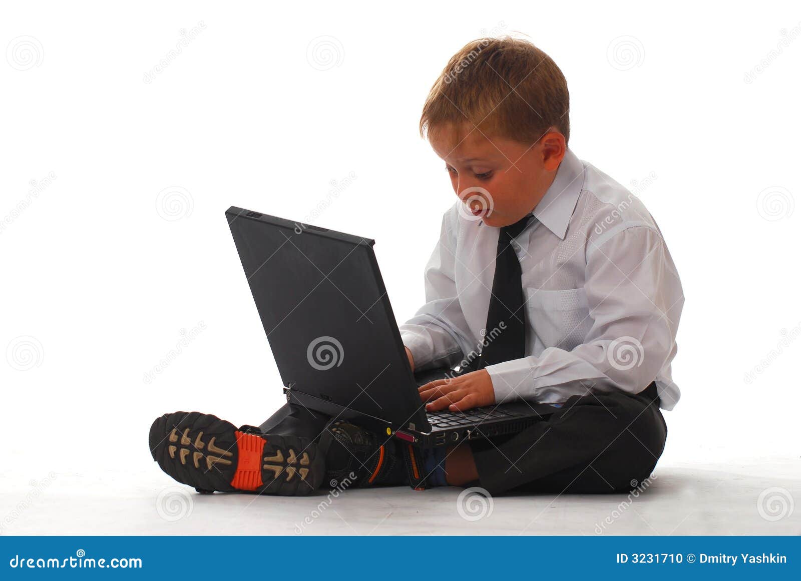 A boy with laptop stock photo. Image of child, isolated - 3231710