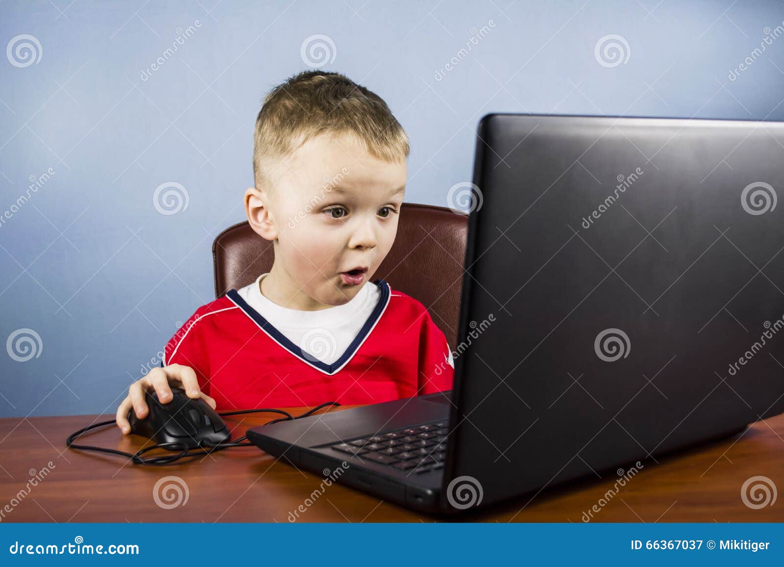 Boy and laptop stock image. Image of emotion, game, table - 66367037
