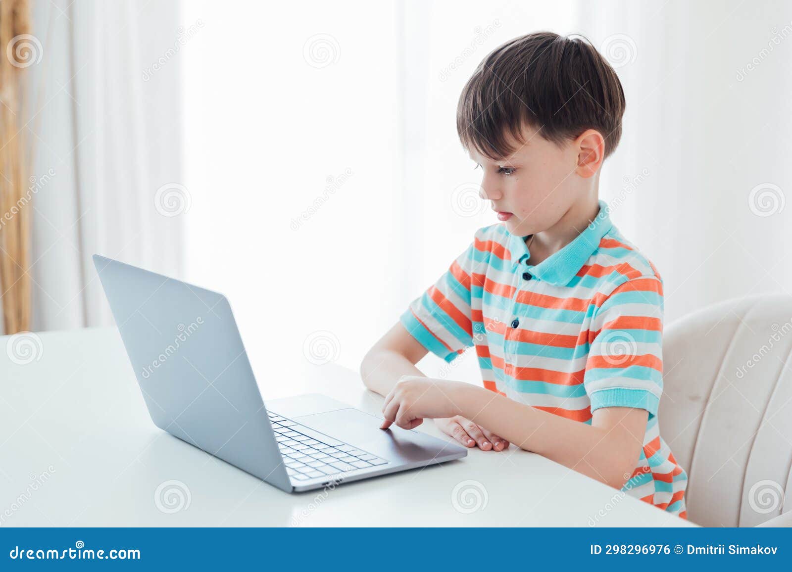 Boy with Laptop Online Learning Internet Job Stock Photo - Image of ...