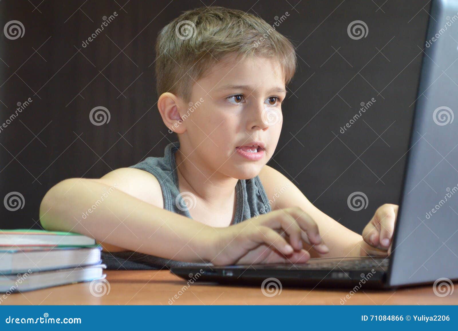 Boy with laptop stock photo. Image of bearing, instruction - 71084866