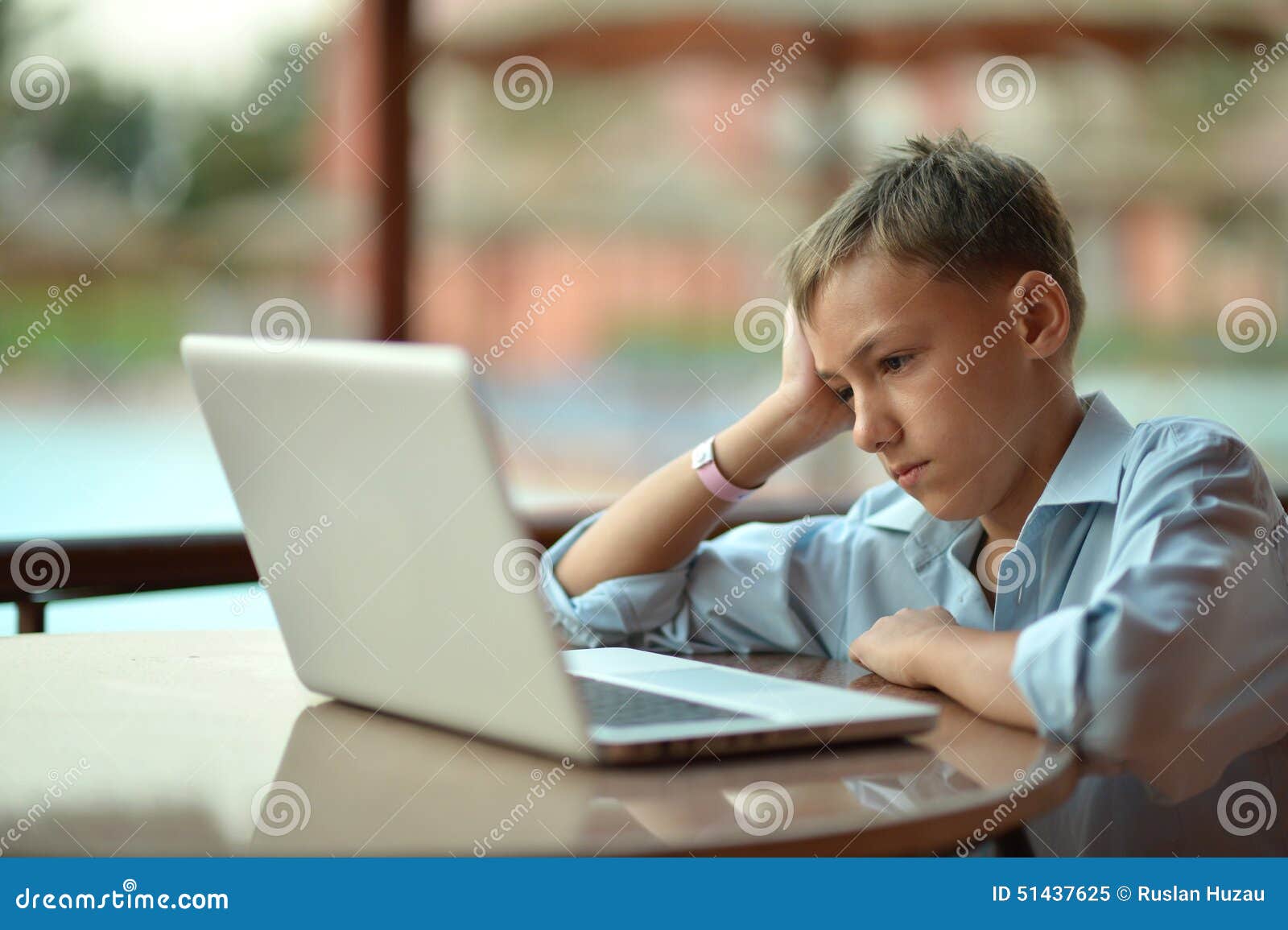 Boy with laptop stock image. Image of portrait, laptop - 51437625