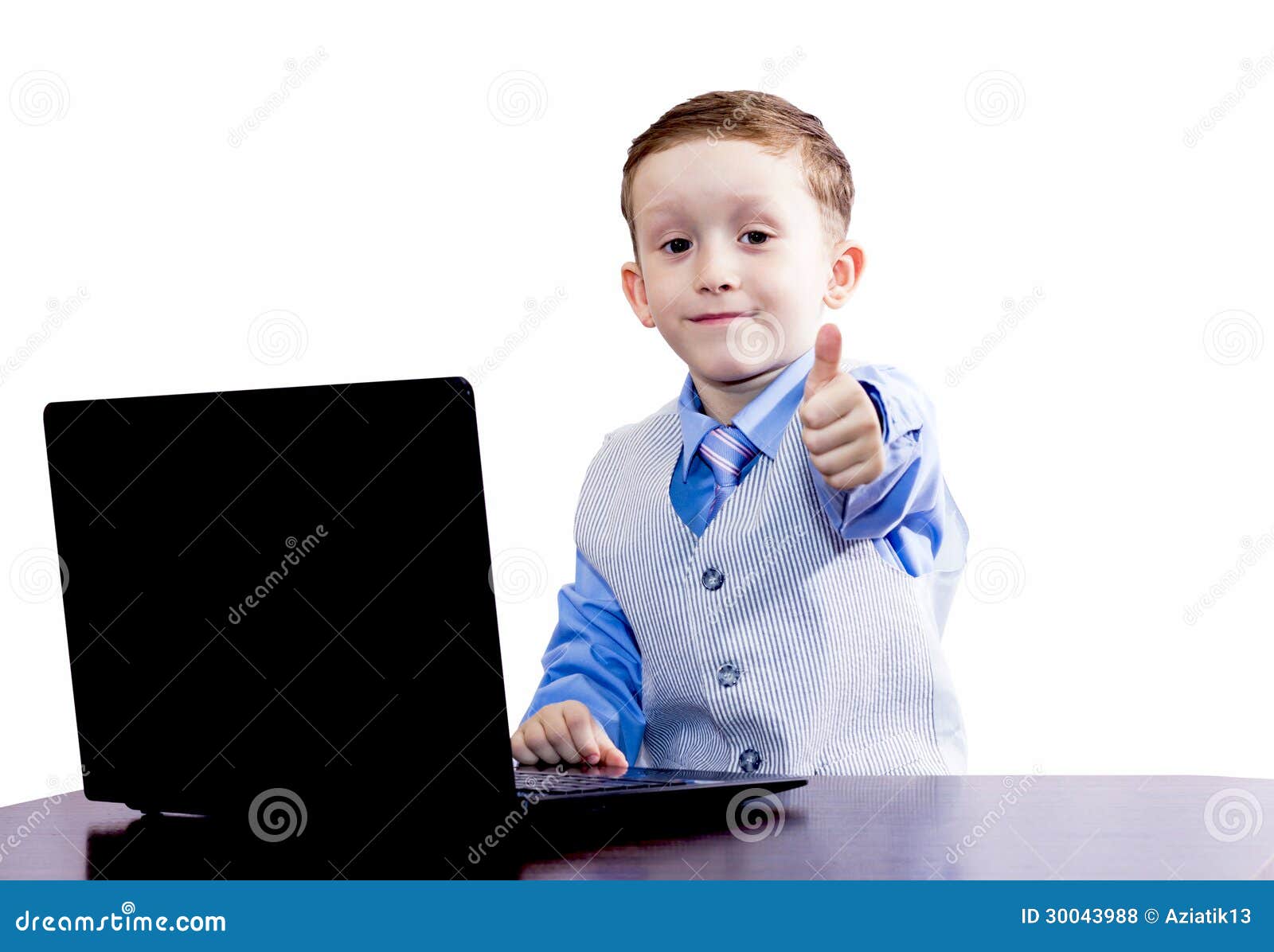Boy in tie and thumb up stock photo. Image of handsome - 30043988