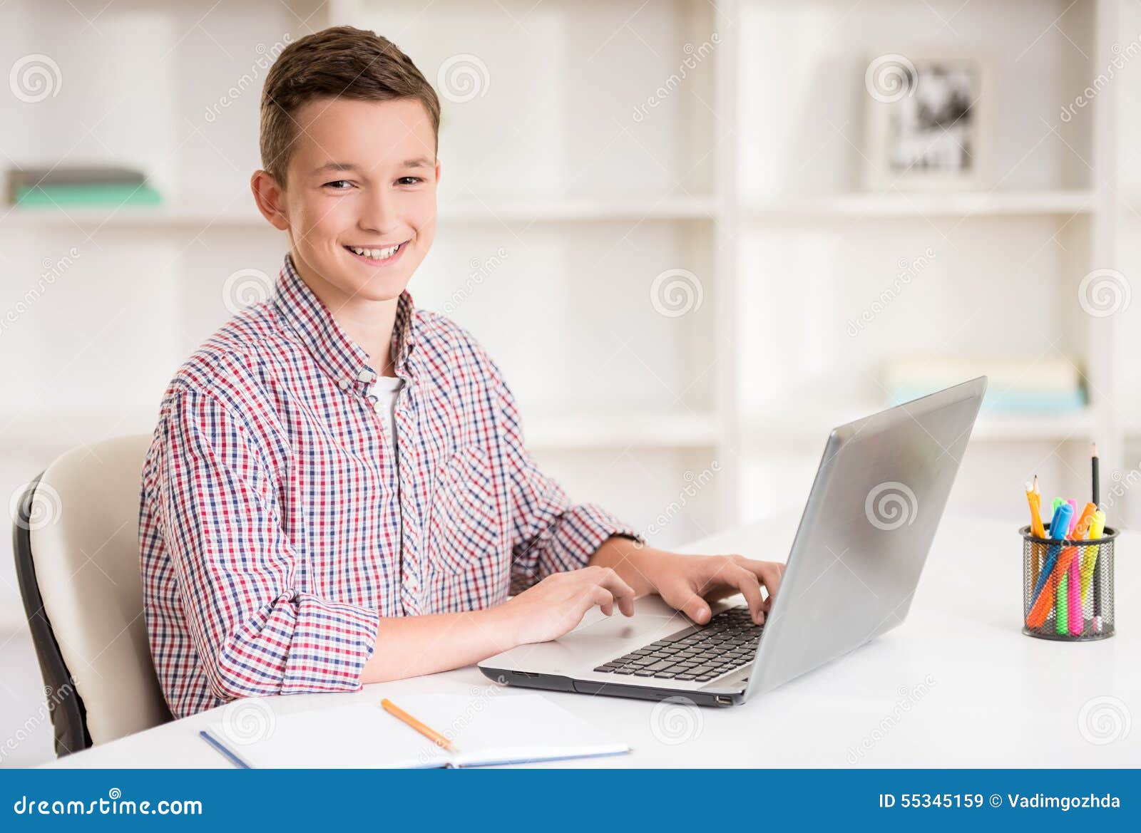 Boy with laptop stock image. Image of male, child, computer - 55345159