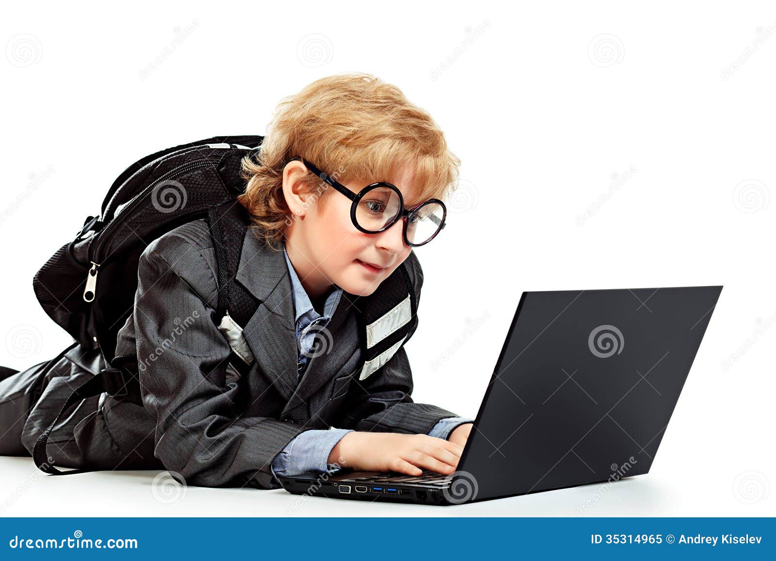 Boy and laptop stock image. Image of computer, child - 35314965