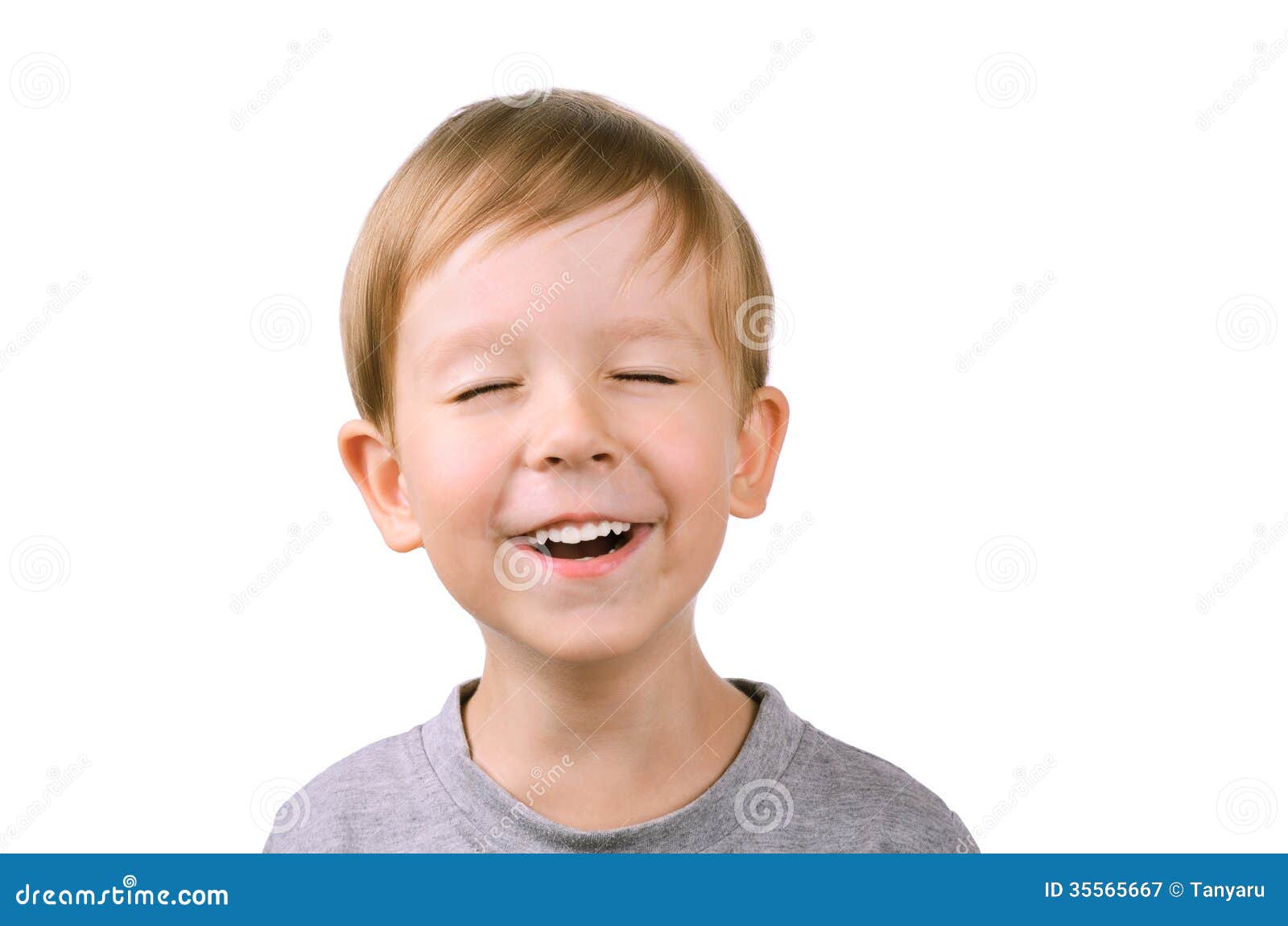 Boy Laughing with Eyes Closed Stock Image - Image of face, male: 35565667