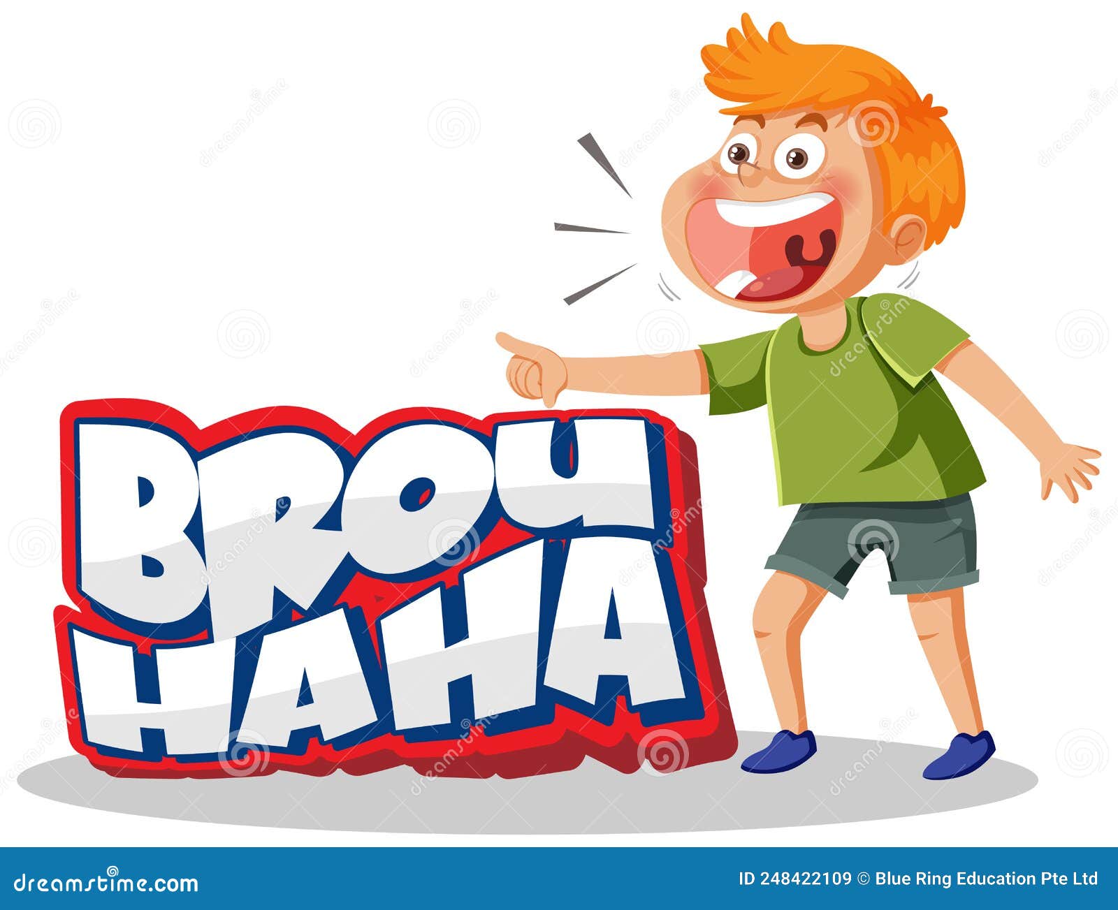 Boy Laughing with the Text Brouhaha Expression Stock Vector ...
