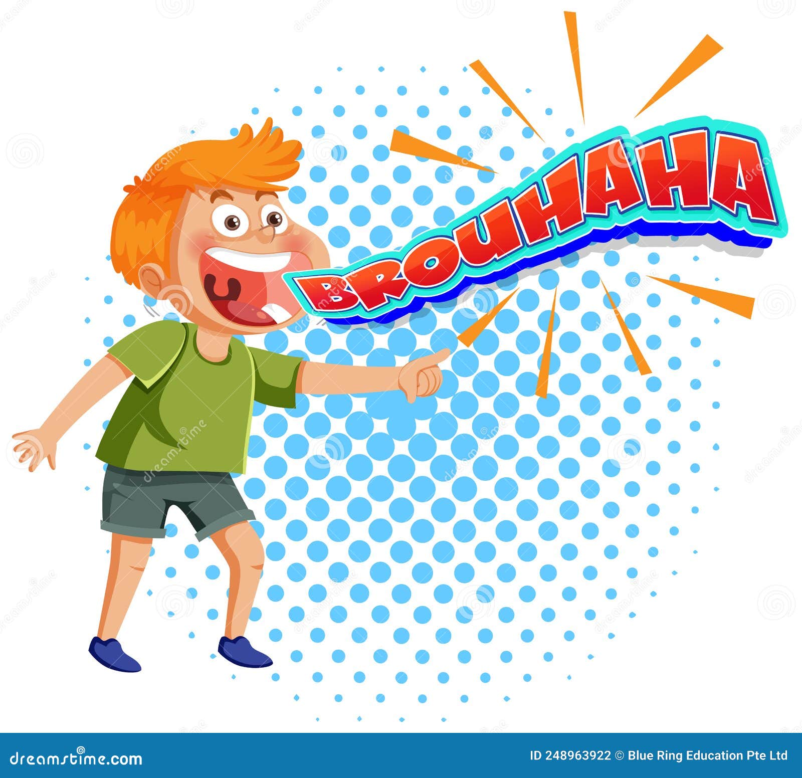 Boy Laughing with the Text Brouhaha Expression Stock Vector ...