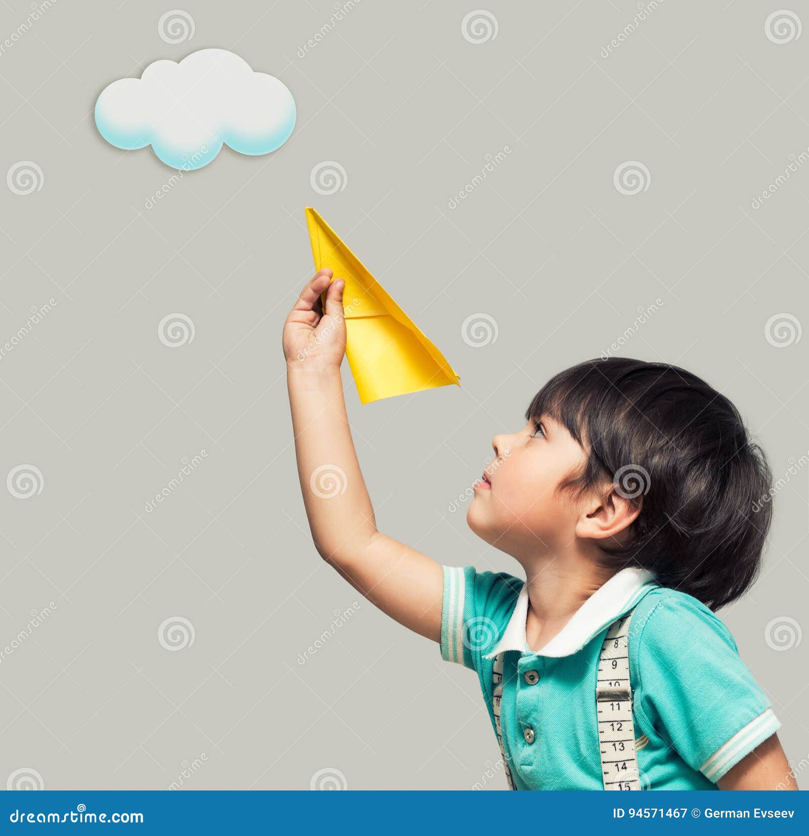 The Boy is Launching a Paper Plane Stock Image - Image of plane ...