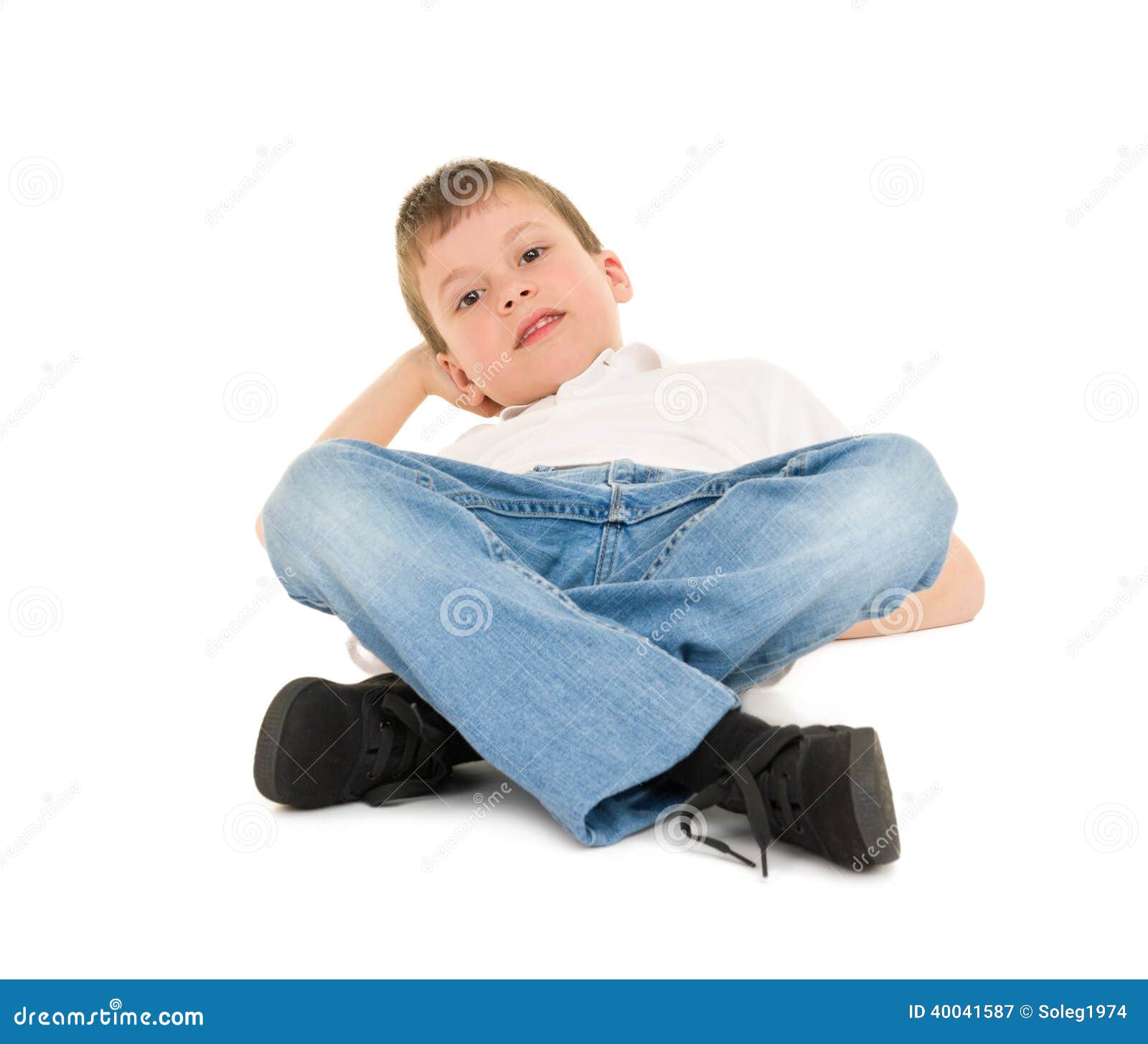 Boy Lay on Your Back on White Stock Image - Image of luck, studio: 40041587