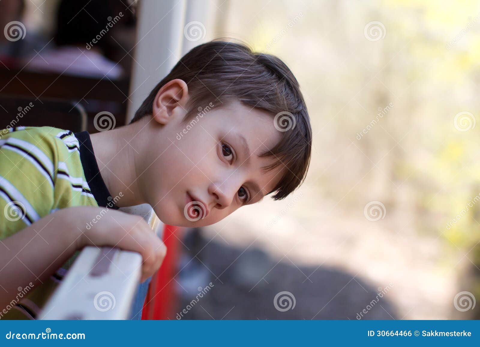 Boy lean out from window stock photo. Image of people - 30664466