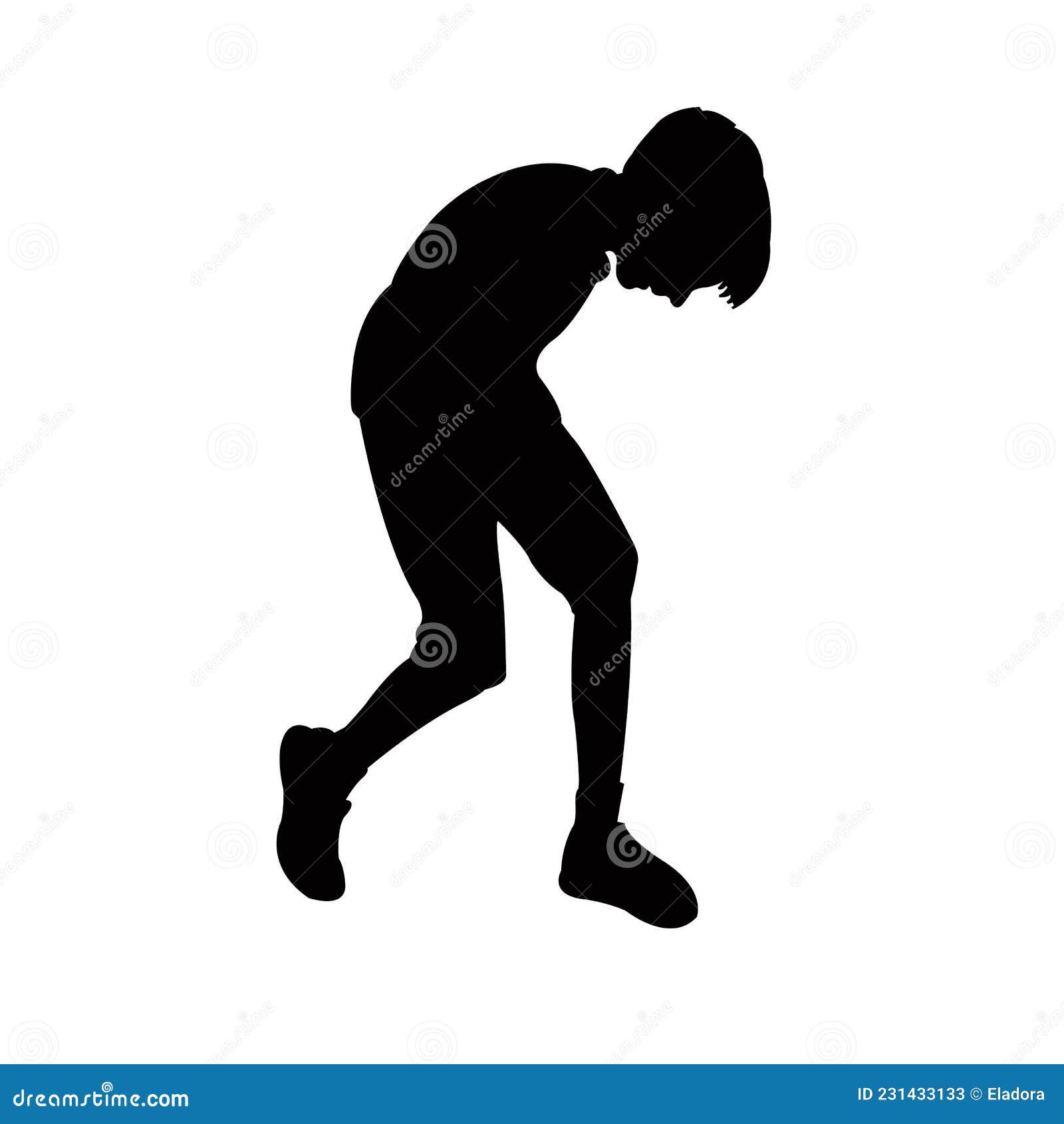 A Boy Leaning Down, Silhouette Vector Stock Vector - Illustration of ...
