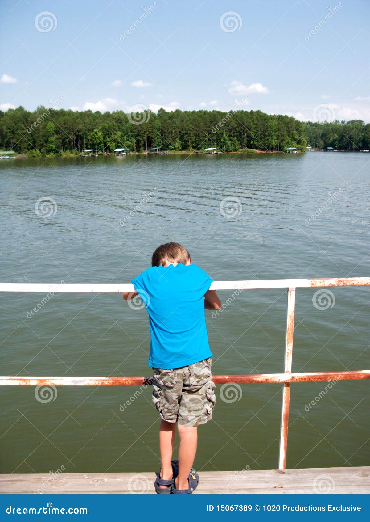 Boy Leaning on Railing by Lake Stock Image - Image of forest, outdoors ... Boy Leaning on Railing by Lake Stock Image - Image of forest, outdoors ...