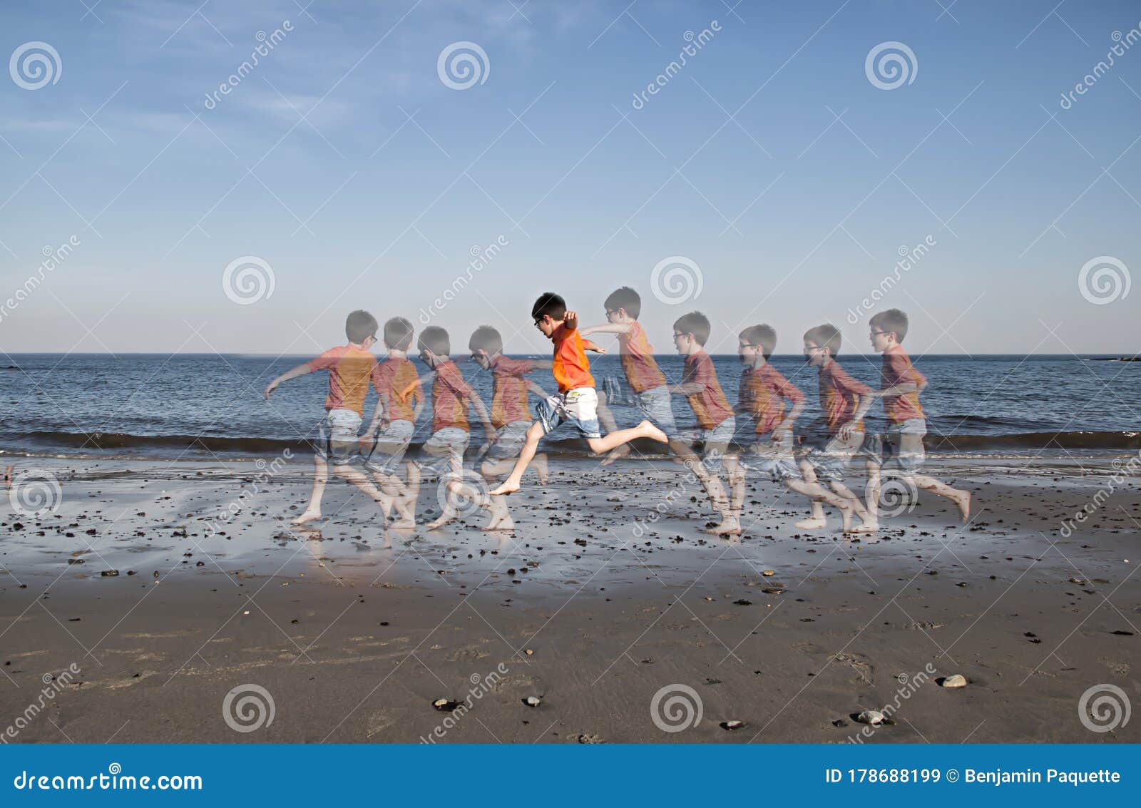 Boy Leaping in Motion on a Beach Stock Image - Image of jump, jumping ...