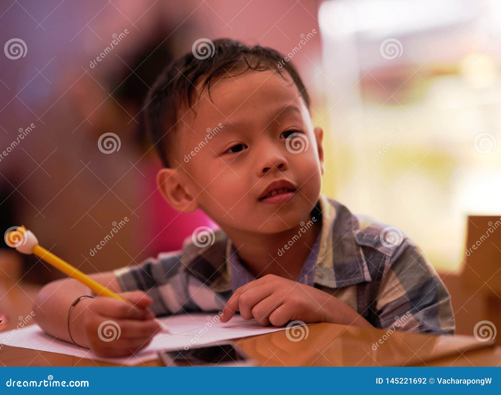 Boy Learn To Lecture the Lesson by Note in Book Stock Photo - Image of ...