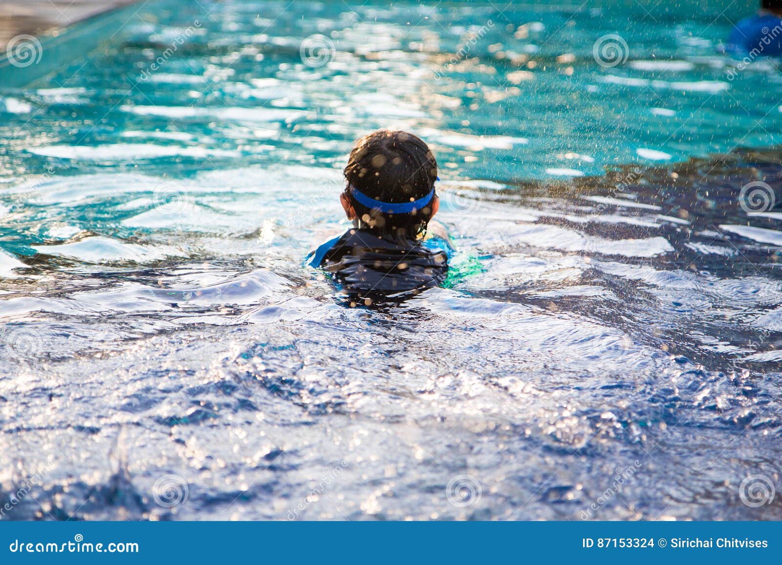 Boy Learn To Swim in the Swimming Pool Stock Photo - Image of summer ...