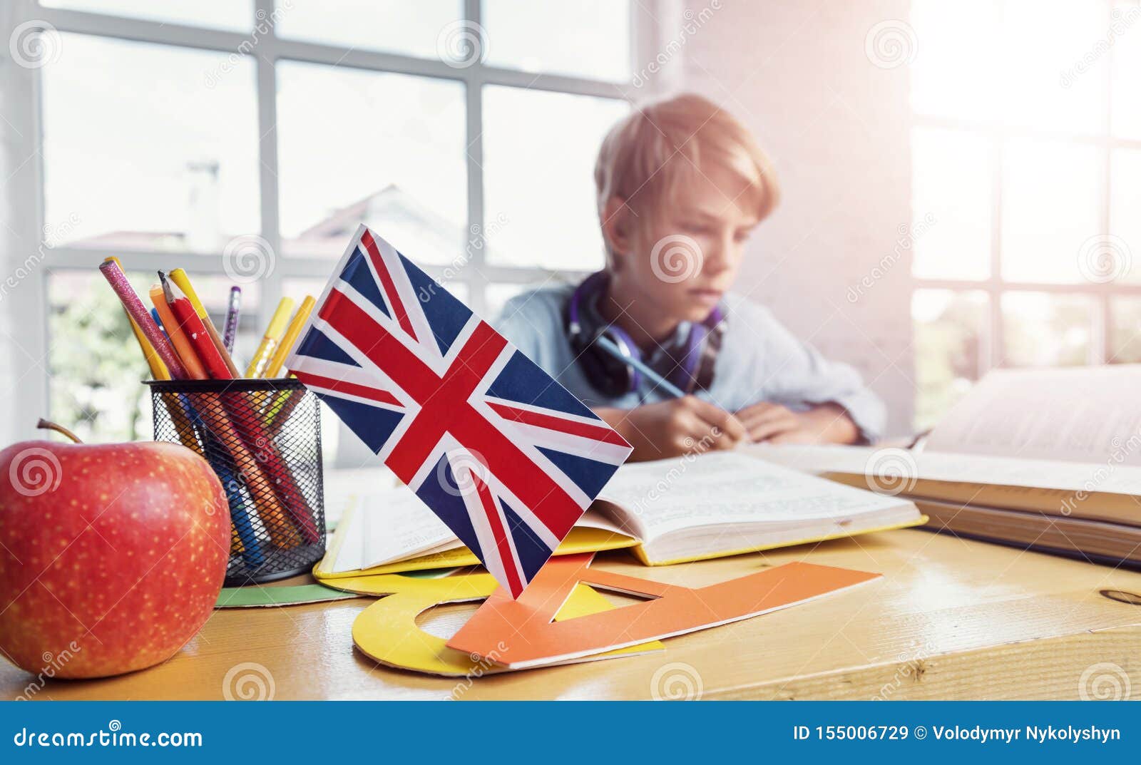 Boy Learning English stock image. Image of style, class - 155006729