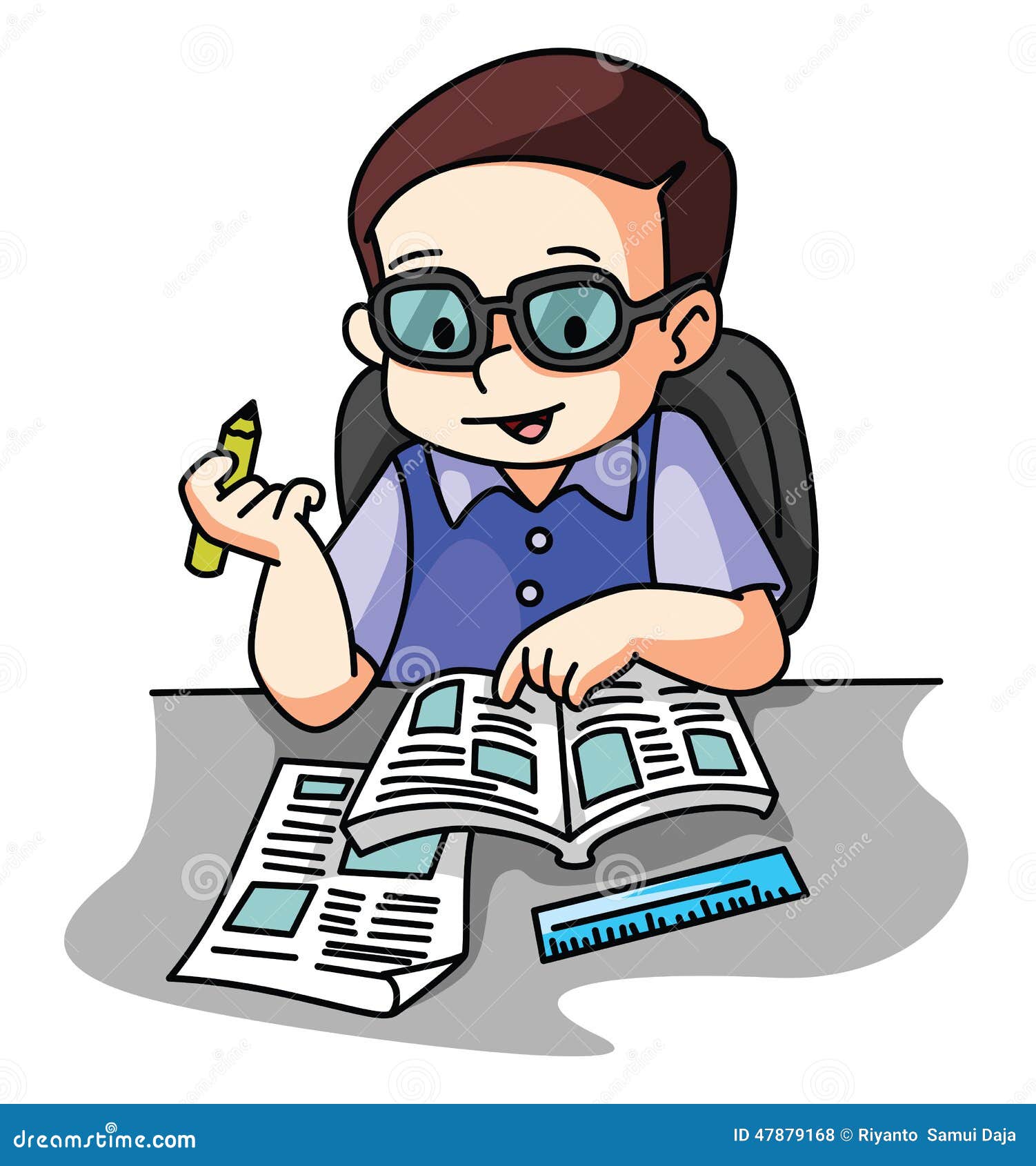 Boy Learning Exercise from School Stock Vector - Illustration of class ...