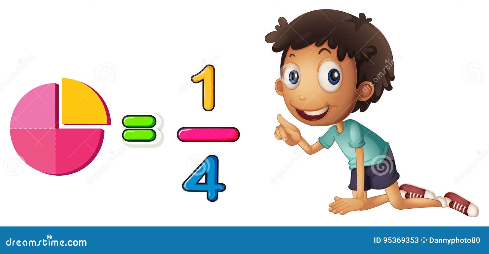 Boy Learning Fraction on White Background Stock Vector - Illustration ...