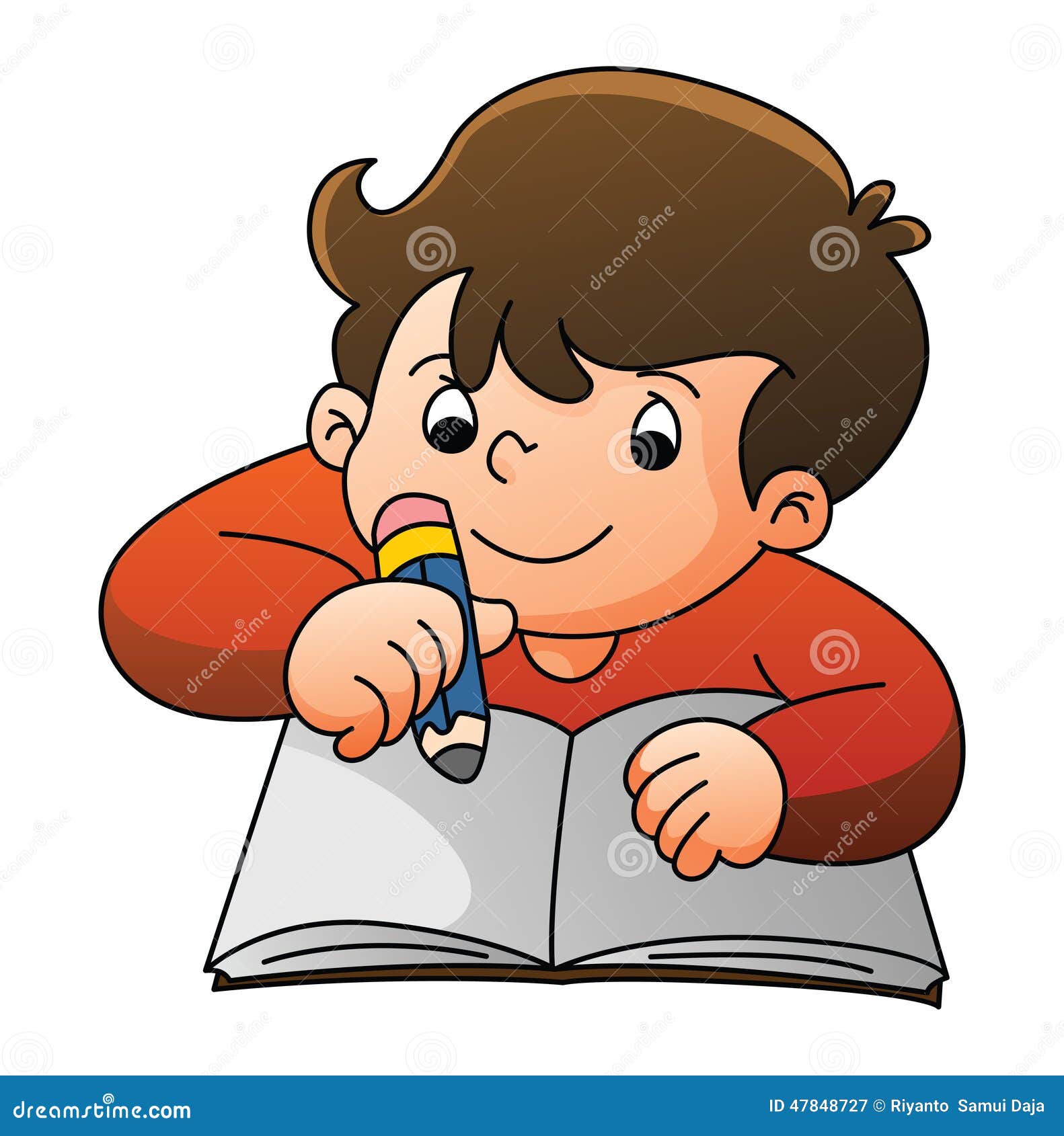 Boy Learning stock vector. Illustration of thinking, pencil - 47848727