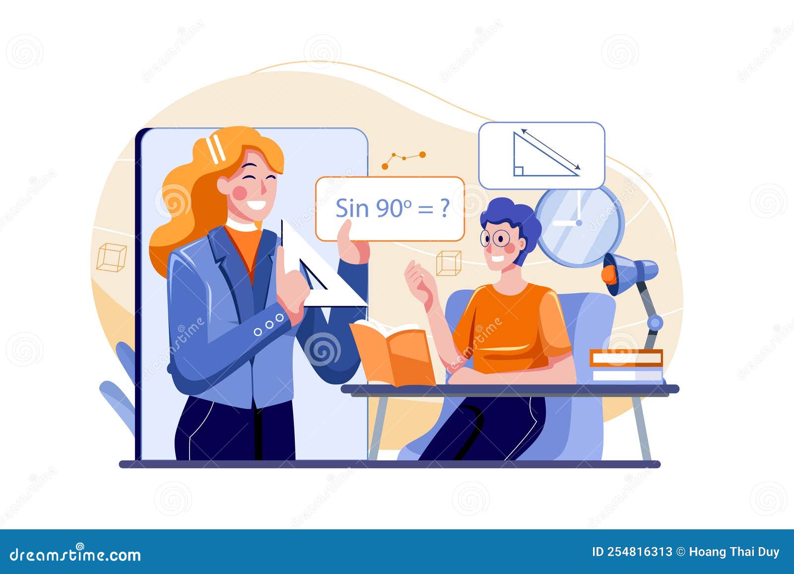 Boy Learning Math in Online Class Stock Vector - Illustration of ...