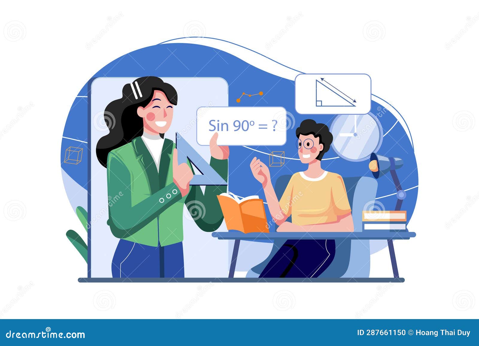 Boy Learning Math in Online Class Stock Vector - Illustration of lesson ...