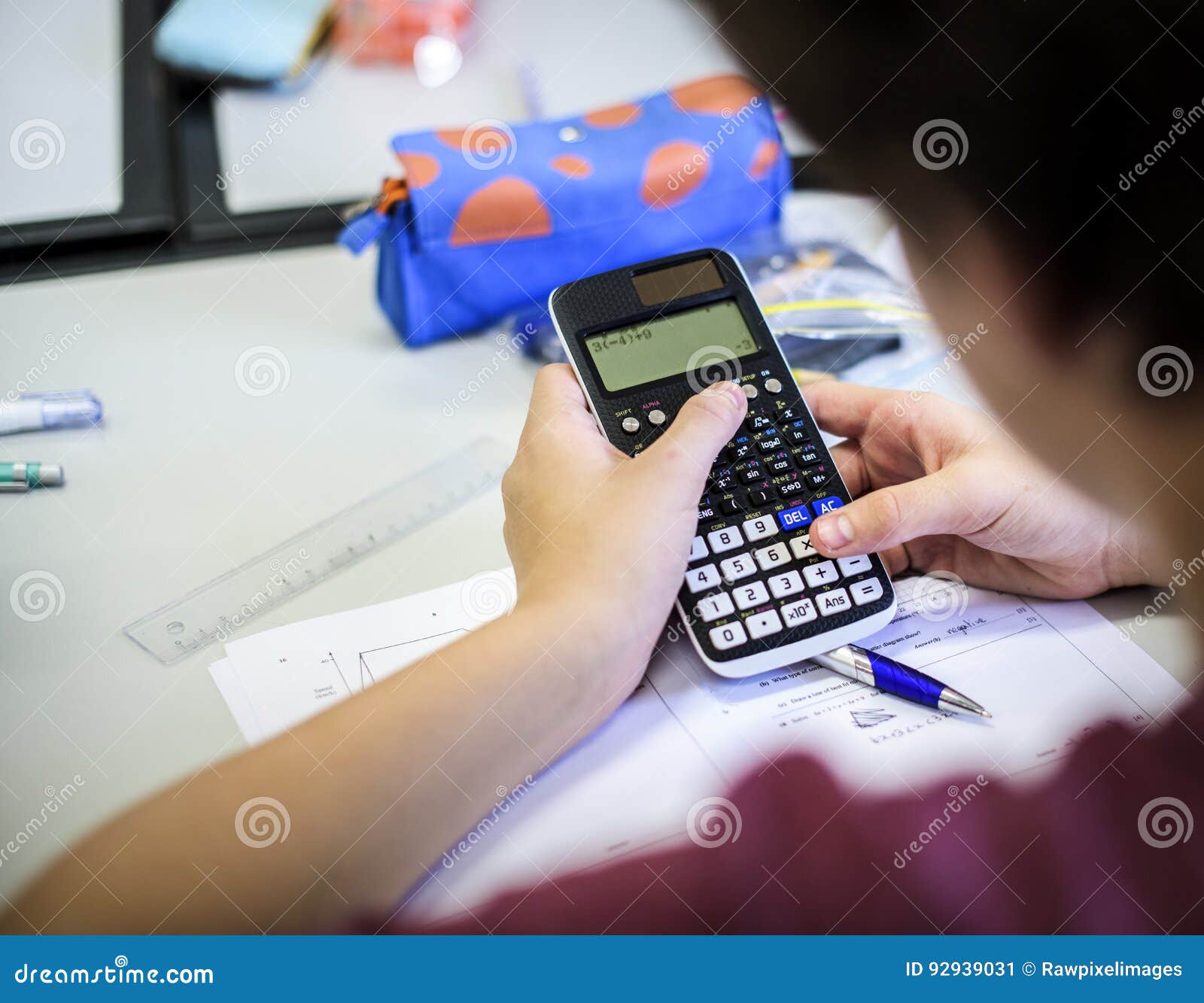 Boy Learning Mathematical Class School Stock Image - Image of adult ...