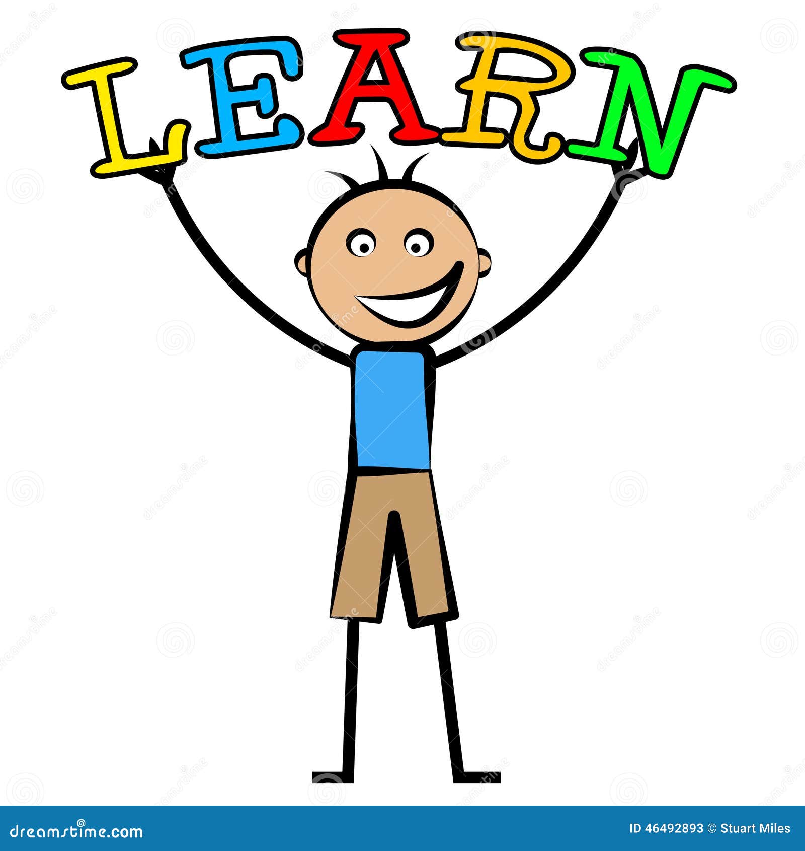 Boy Learning Represents College School and Studying Stock Illustration ...