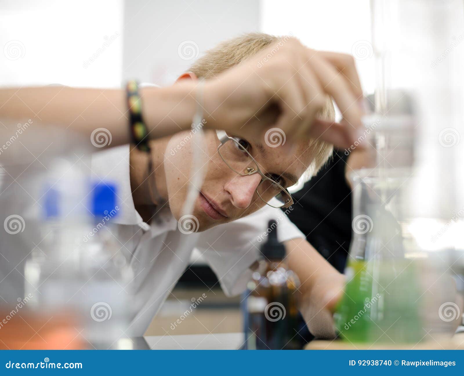 Boy Learning Studying Science in a Classroom Stock Photo - Image of ...