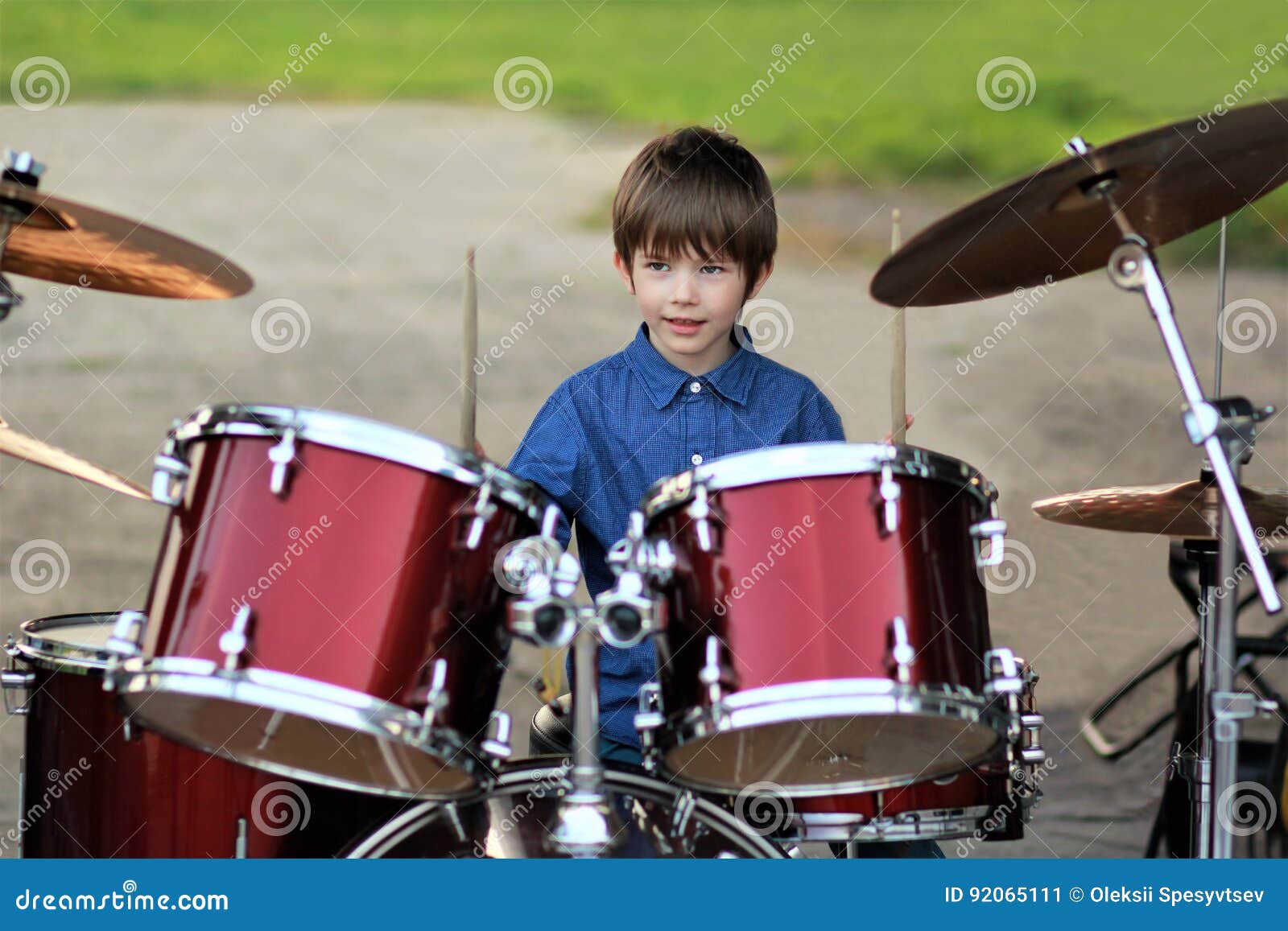 Boy learning to drum stock image. Image of music, instrument - 92065111