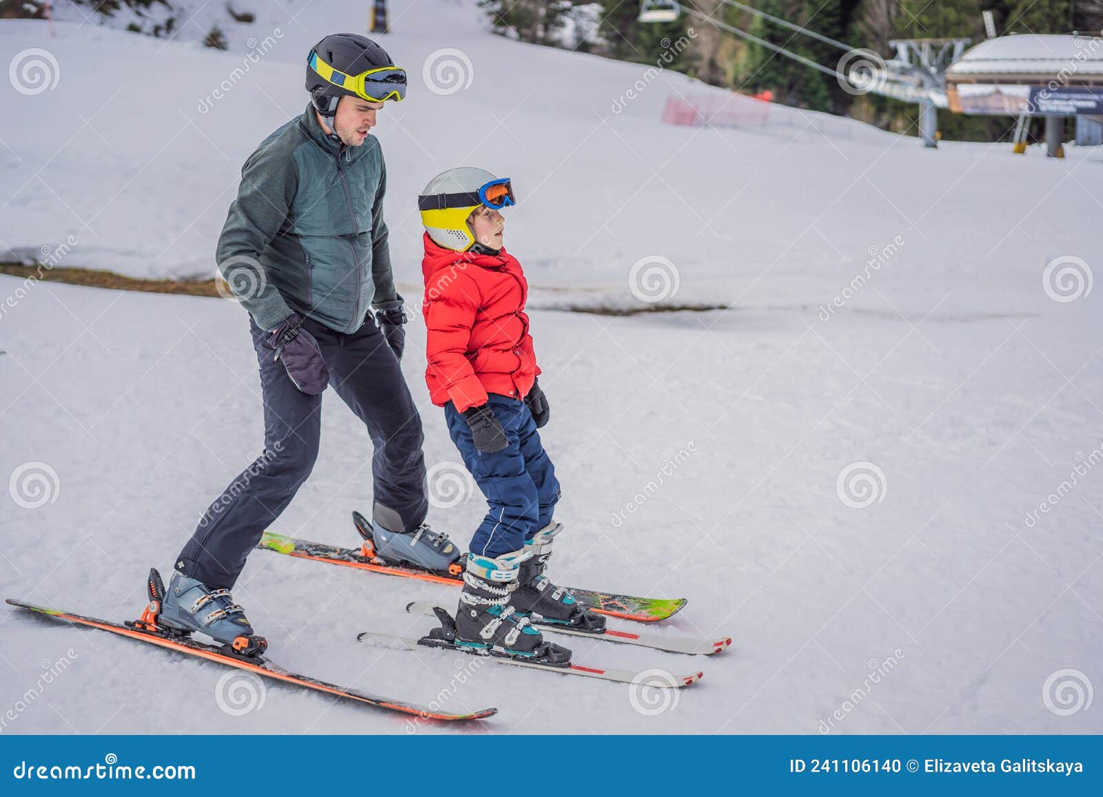 Boy Learning To Ski, Training and Listening To His Ski Instructor on ...