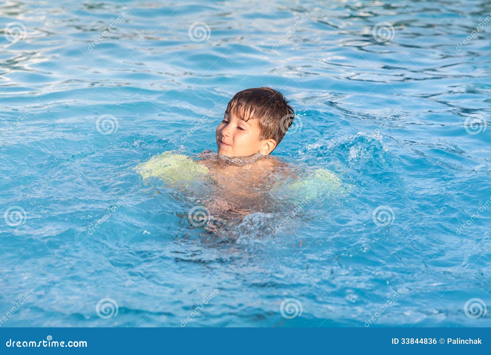Boy Learning To Swim in the Pool Stock Photo - Image of boys, lifestyle ...