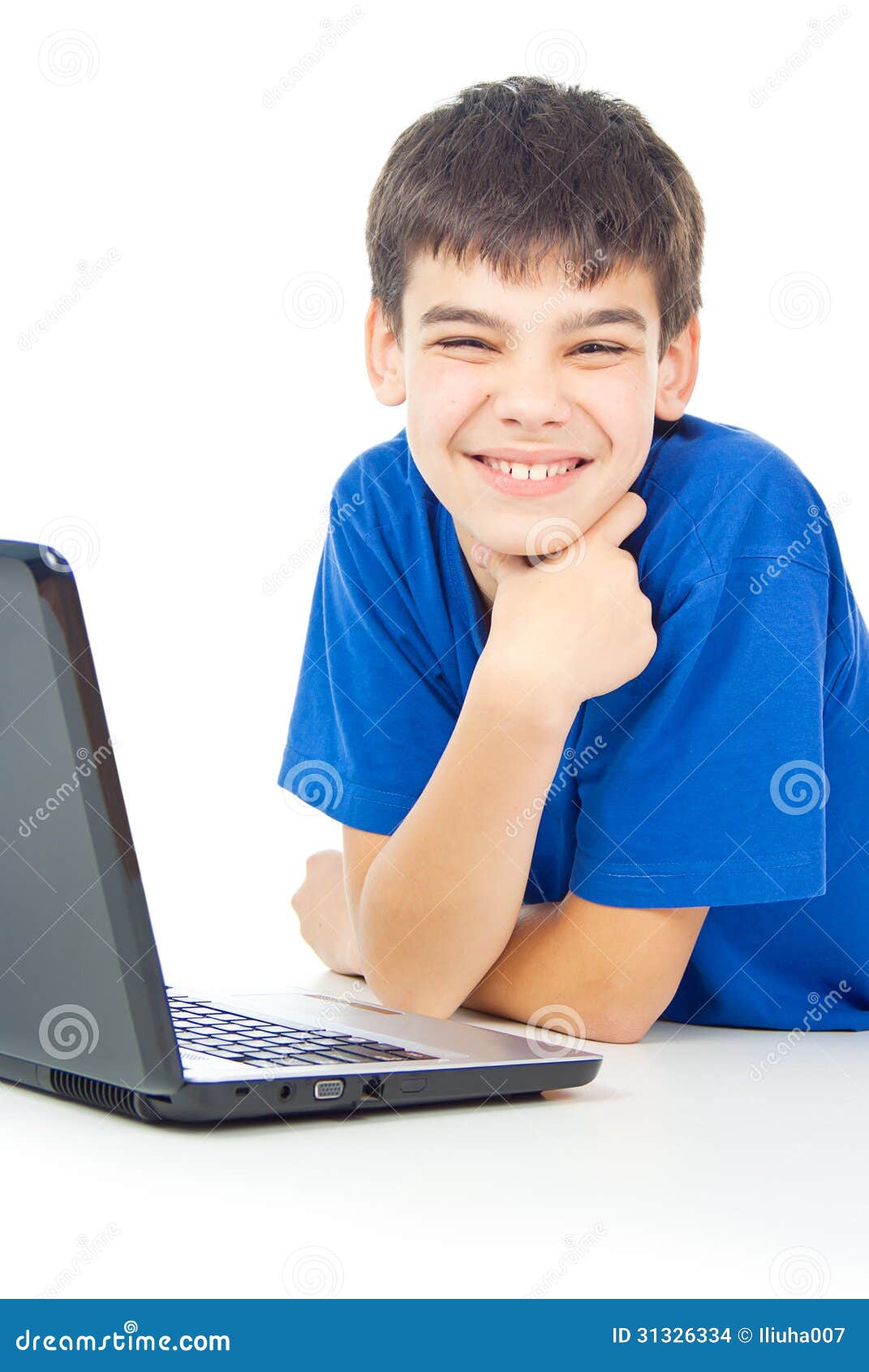 Boy Learns Lessons at a Laptop Stock Photo - Image of computer ...