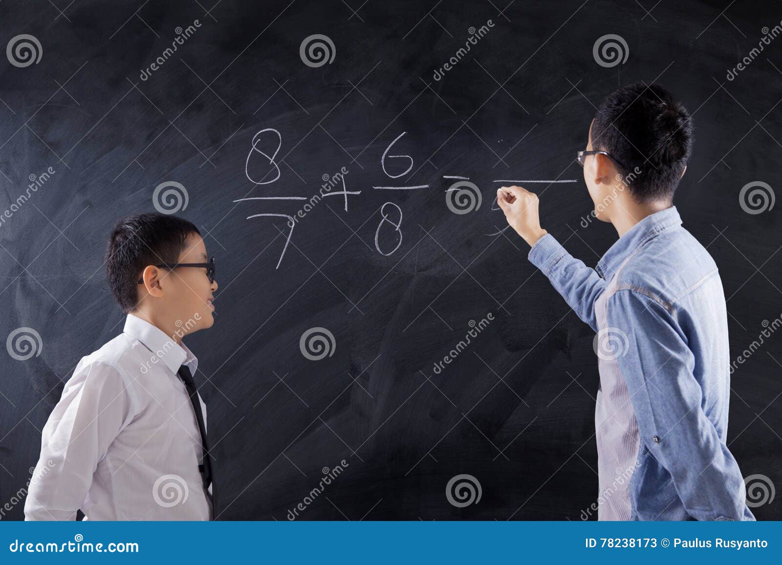 Boy Learns Math Lesson in Class Stock Image - Image of answer, people ...